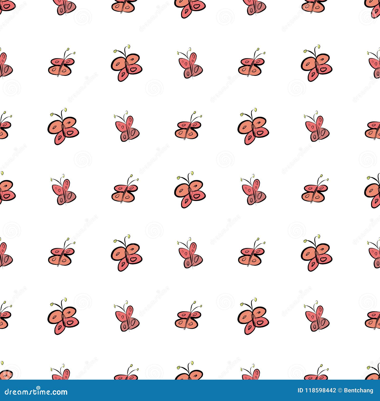 Seamless Butterfly Illustrations Background Abstract, Hand Drawn ...