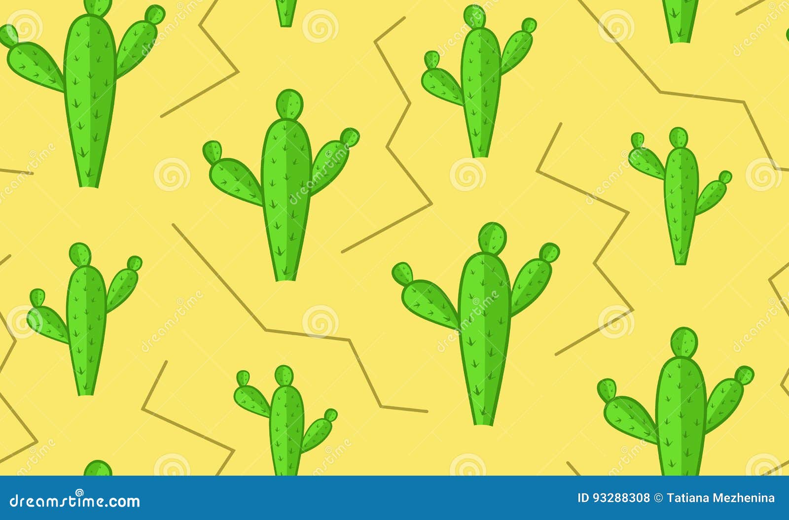 Seamless Cacti in Desert Pattern, Cactus Texture Stock Vector ...
