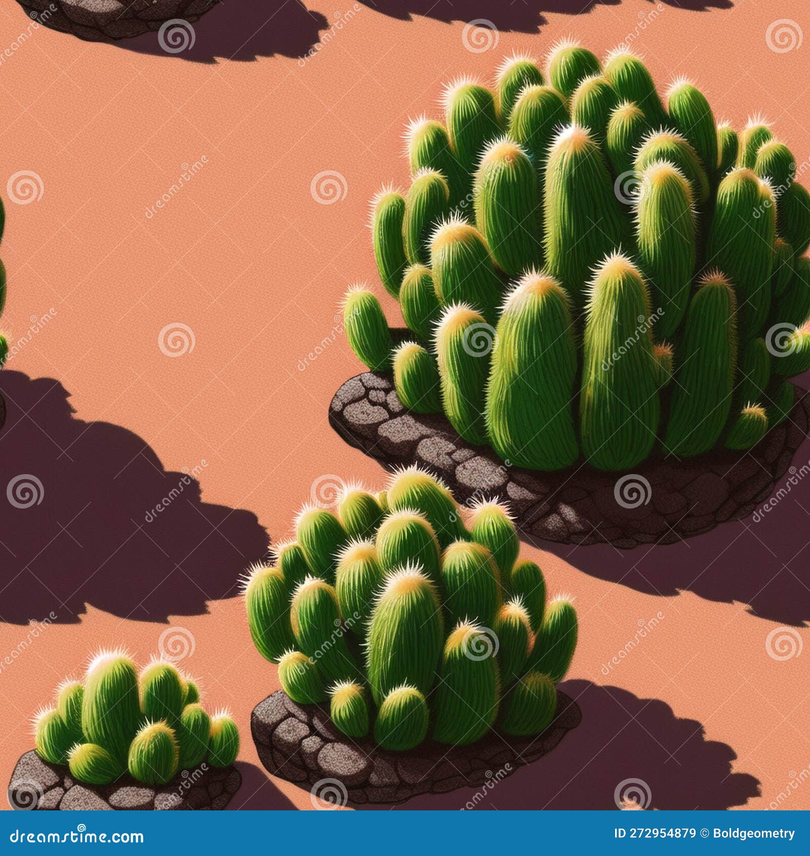 Seamless Cacti Pattern with Cactuss Desert on Light Background Template Design for Interior ...