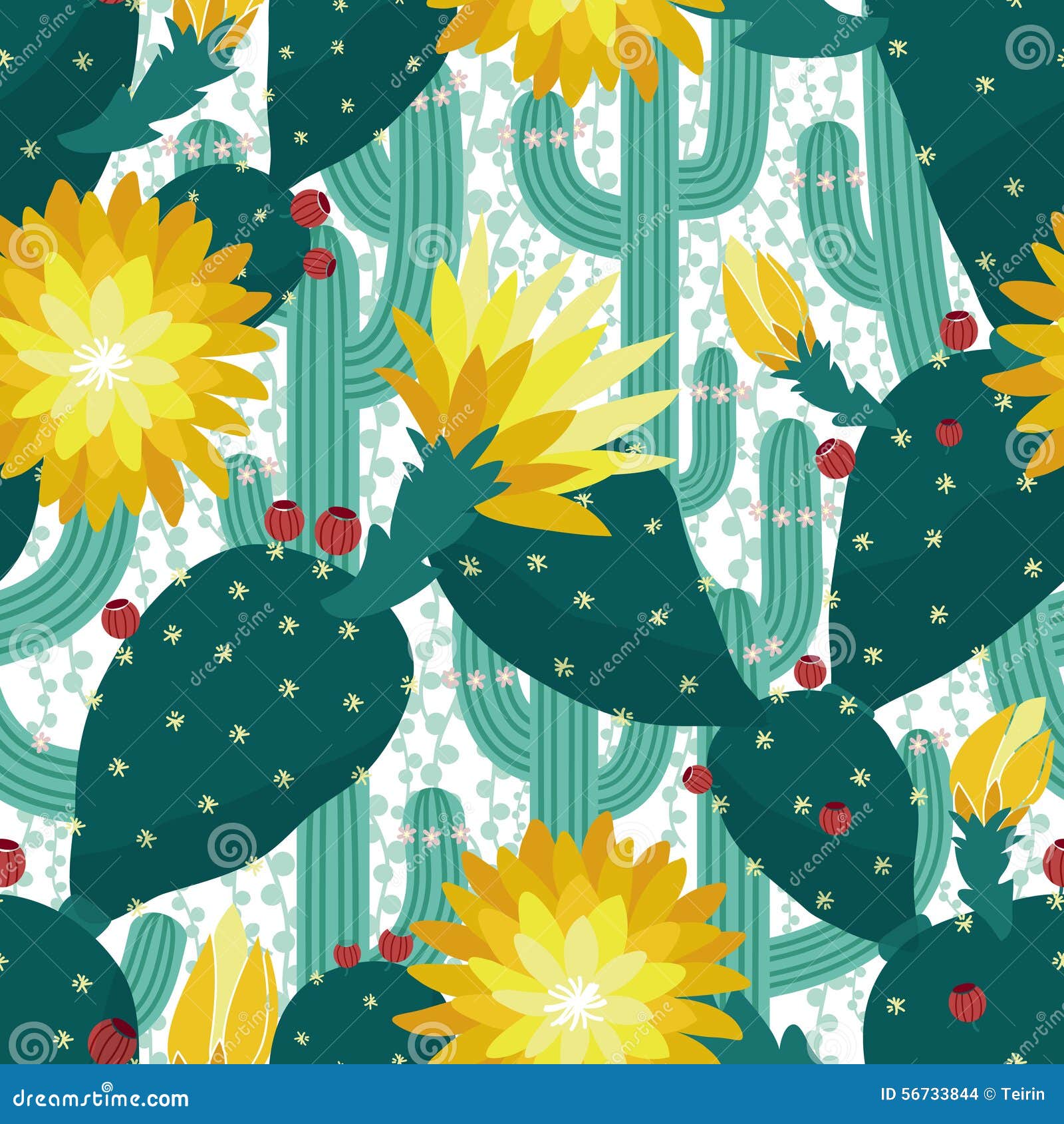 Seamless cactus background stock vector. Illustration of drawing - 56733844