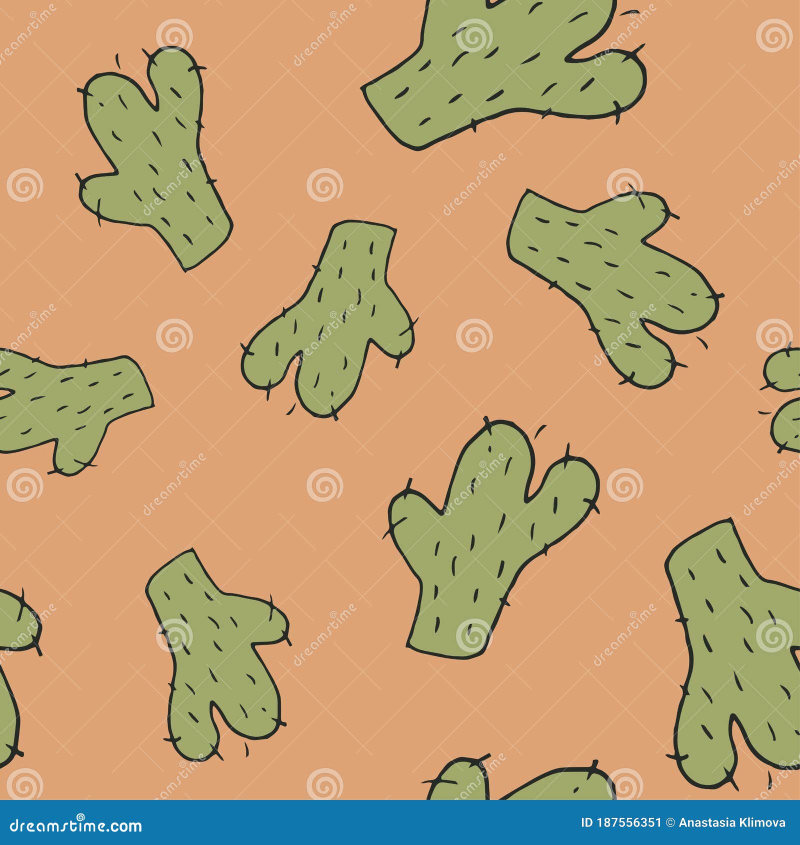 Seamless Cactus Pattern Vector Illustration Stock Vector - Illustration ...