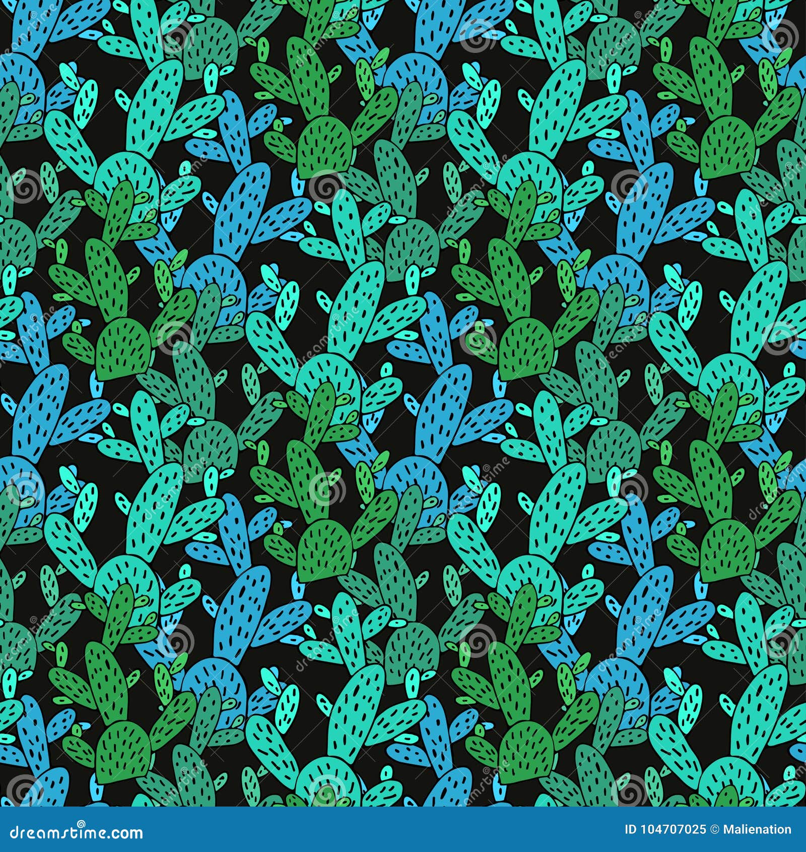 Seamless Cactus Pattern Vector Illustration. Textile Vector Design ...