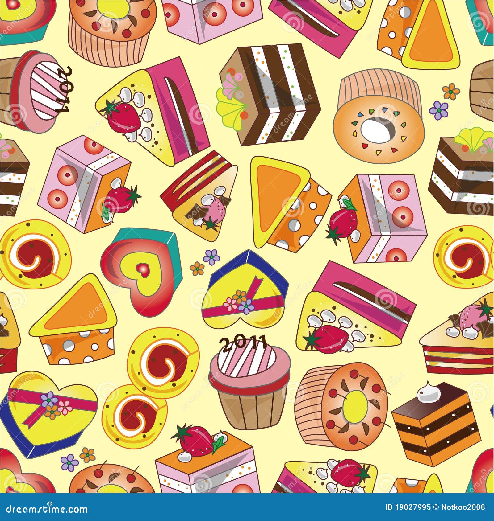 Seamless cake pattern stock vector. Illustration of clip - 19027995