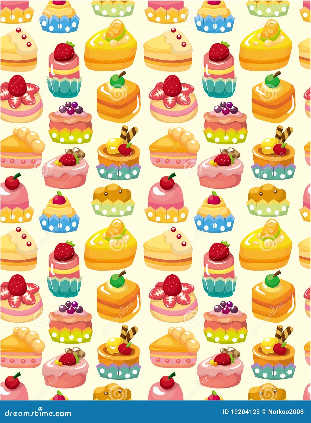 Seamless cake pattern stock vector. Illustration of character - 19204123