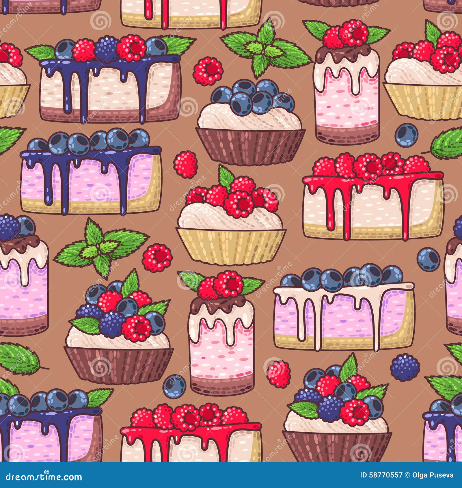 Seamless cakes stock vector. Illustration of blueberry - 58770557