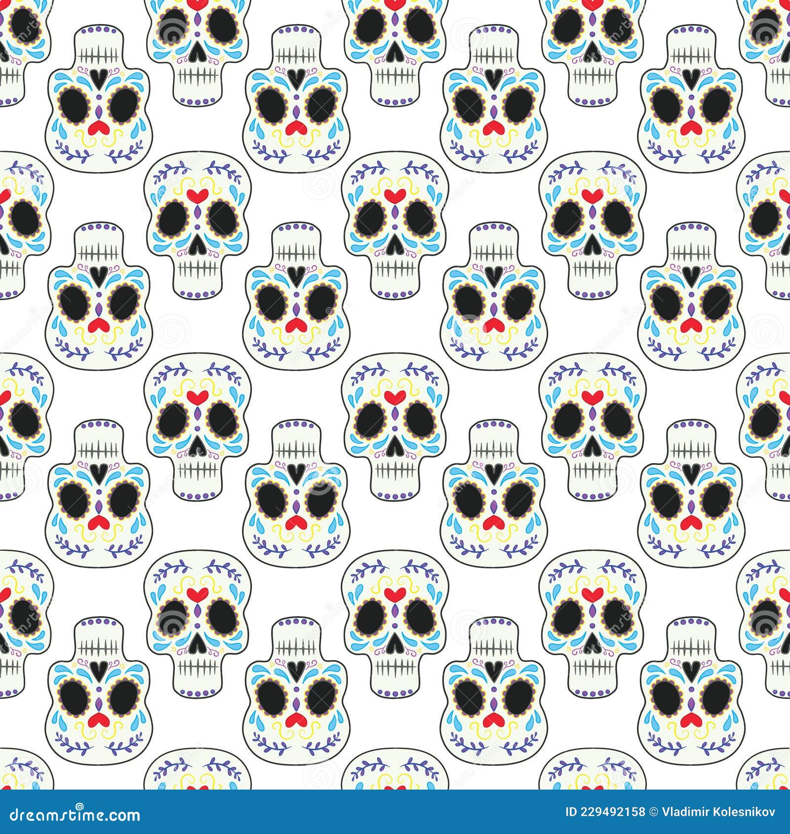 Seamless Calaveras Background, Day of the Dead Pattern Stock Vector ...