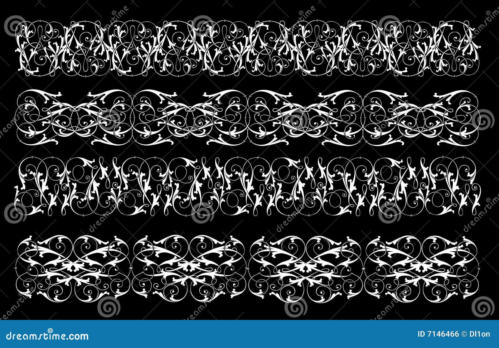 Seamless Calligraphy Borders Stock Vector - Illustration of tattoo ...