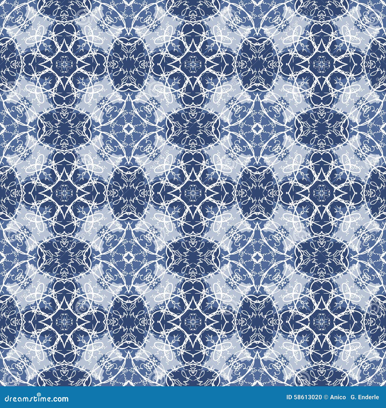 Seamless Calligraphy Pattern in White and Blue. Stock Vector ...