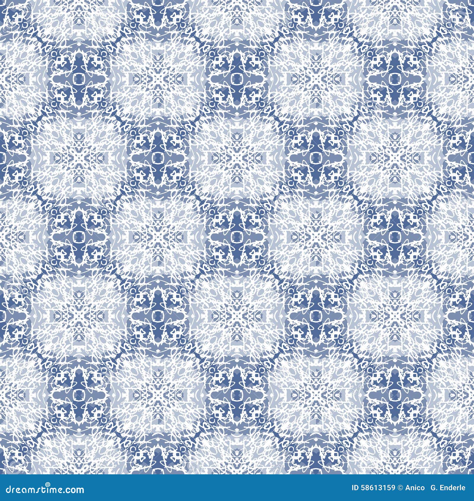 Seamless Calligraphy Pattern in White and Blue. Stock Vector ...