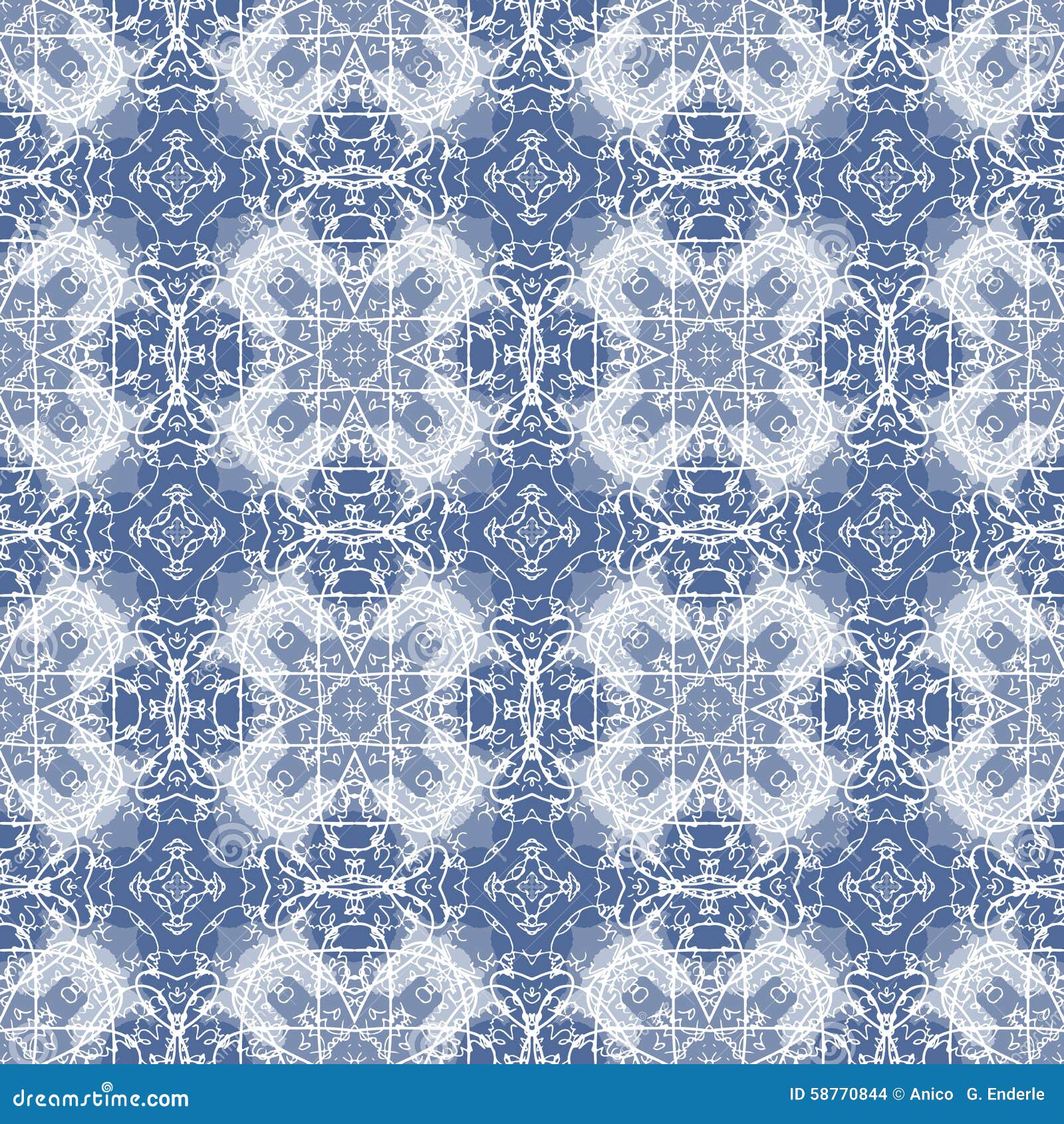 Seamless Calligraphy Pattern in White and Blue. Stock Vector ...