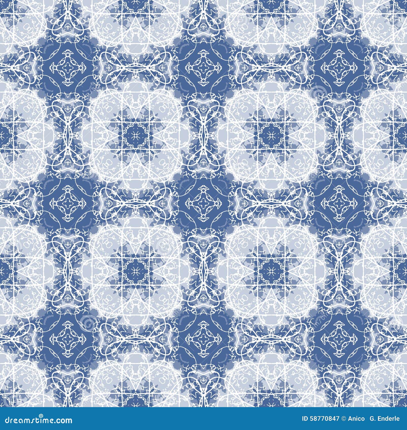 Seamless Calligraphy Pattern in White and Blue. Stock Vector ...