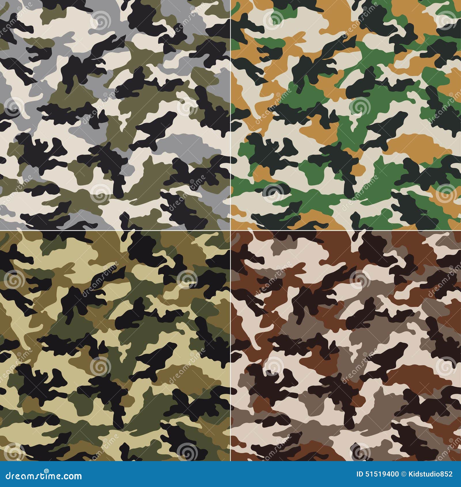 Seamless Camouflage Pattern Stock Vector - Illustration of army, combat ...