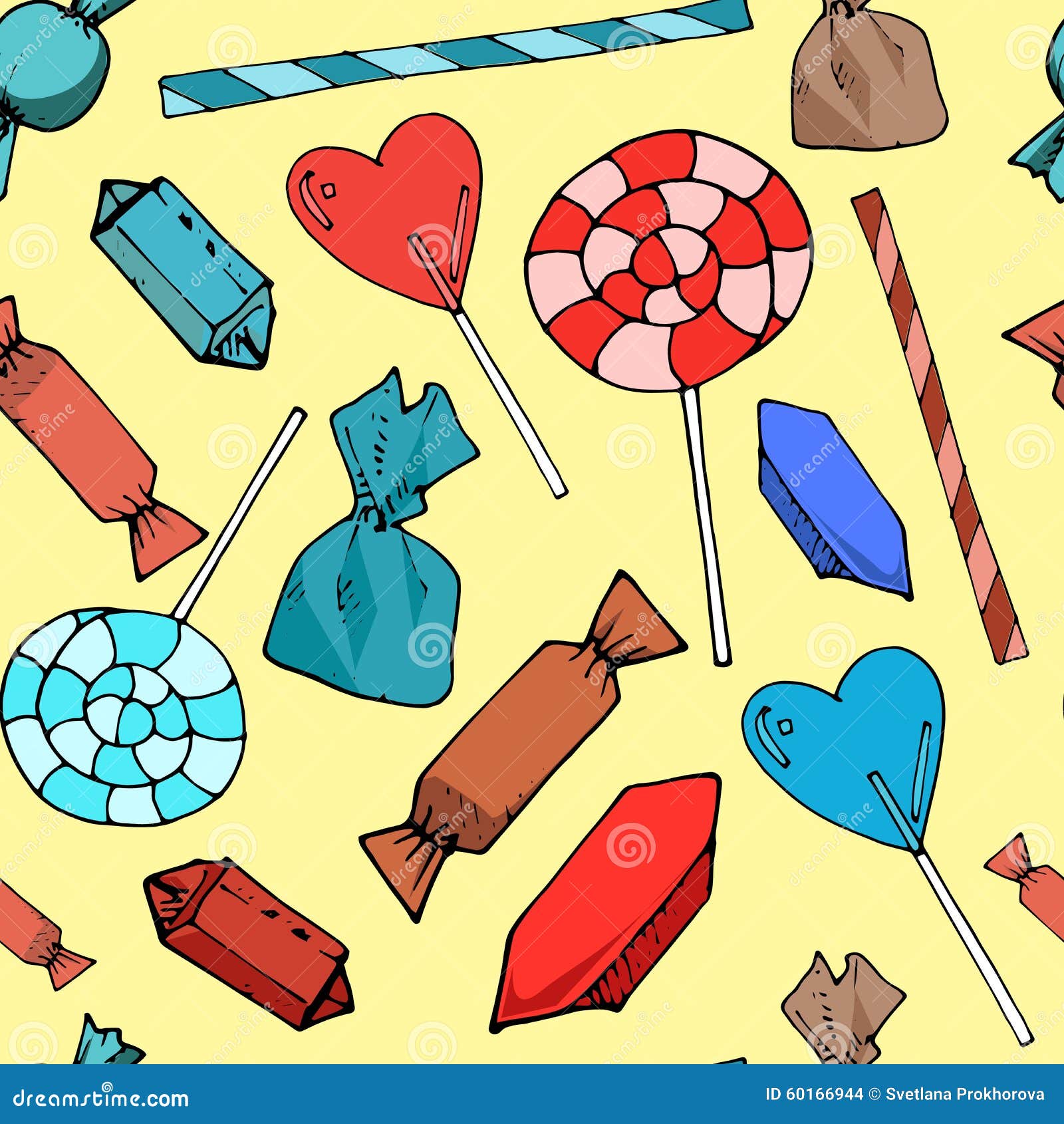 Seamless candies pattern stock vector. Illustration of hand - 60166944