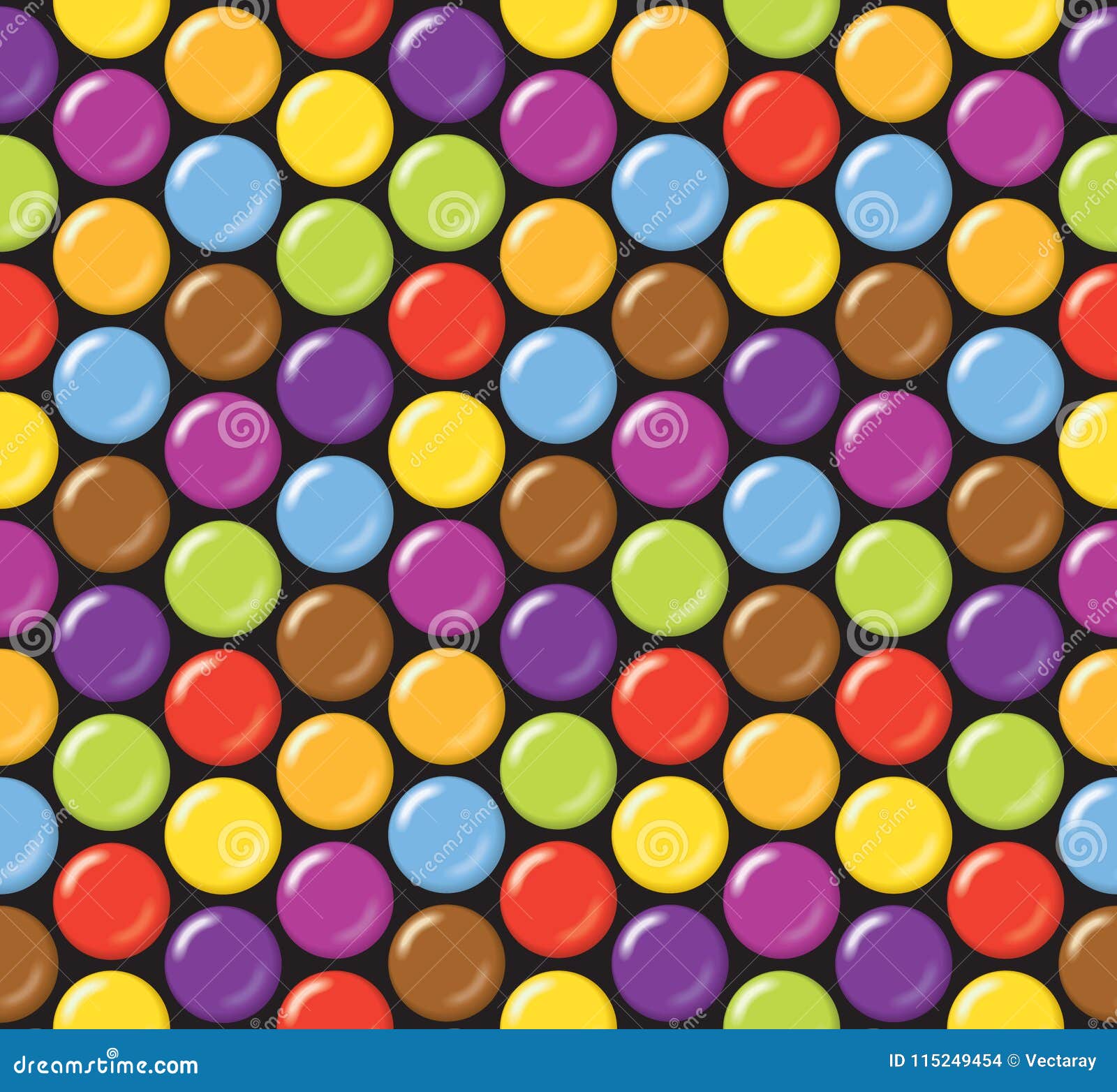 Seamless Candy Background Pattern. Sugar Coated Candy on Black ...