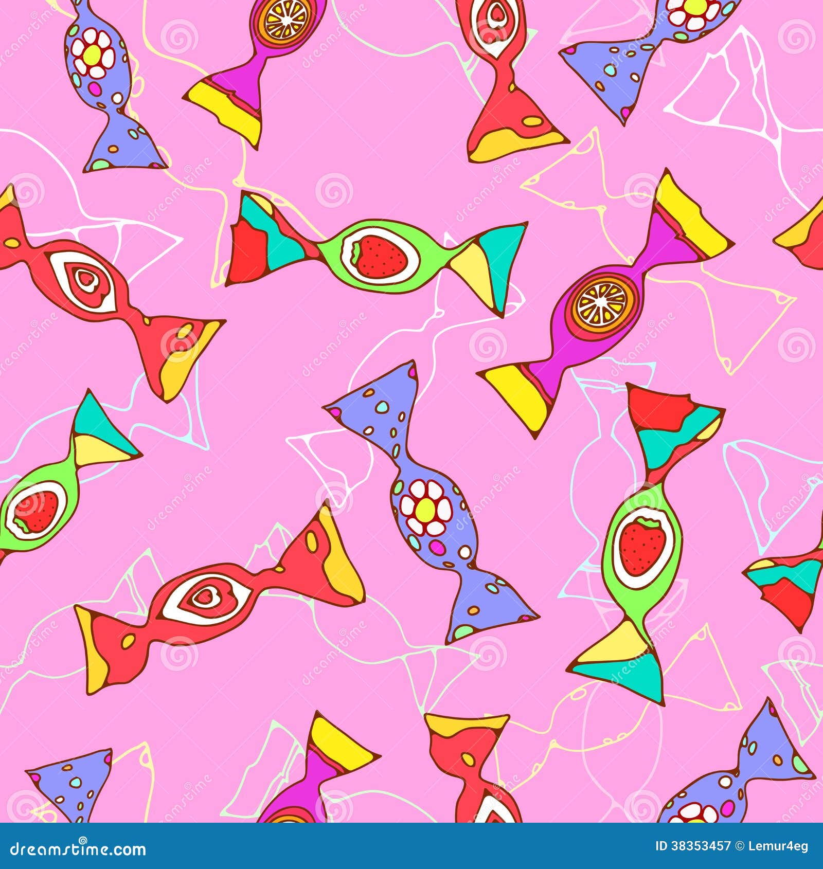 Seamless candy pattern stock vector. Illustration of strawberry - 38353457