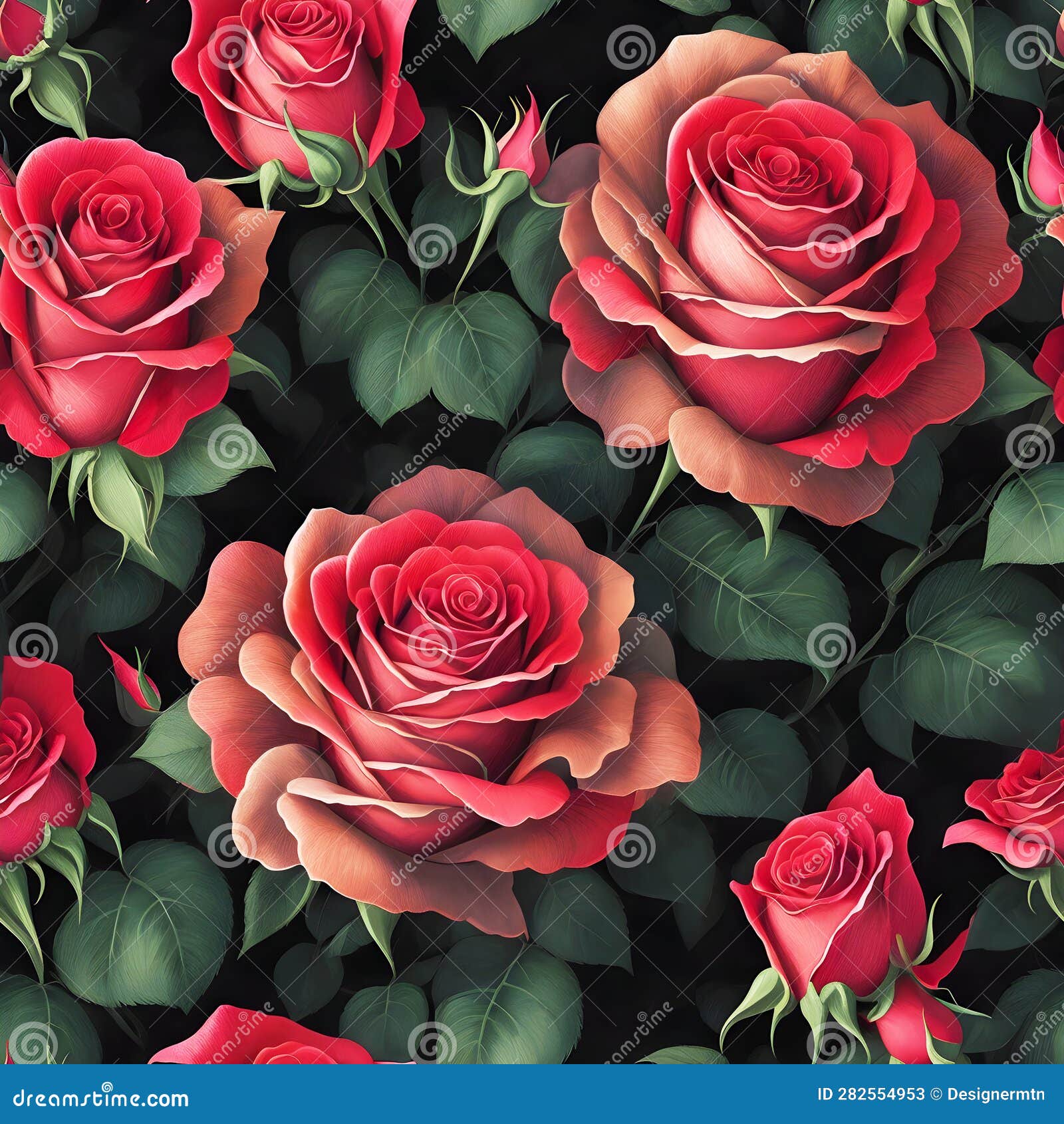 Seamless Candy Pink Roses Illustration Pattern, Wallpaper Design Stock ...