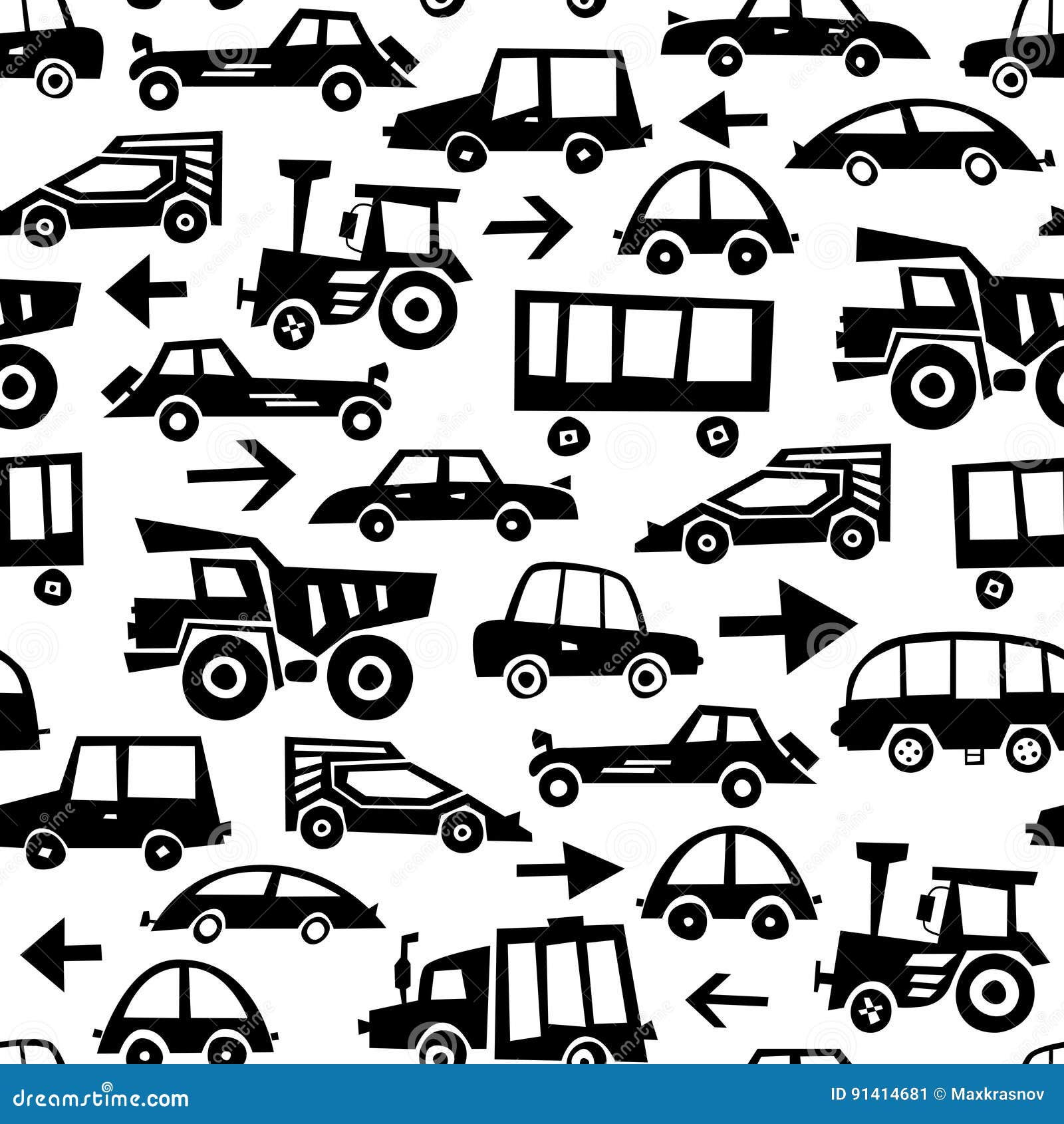 Seamless Car Pattern stock vector. Illustration of traffic - 91414681