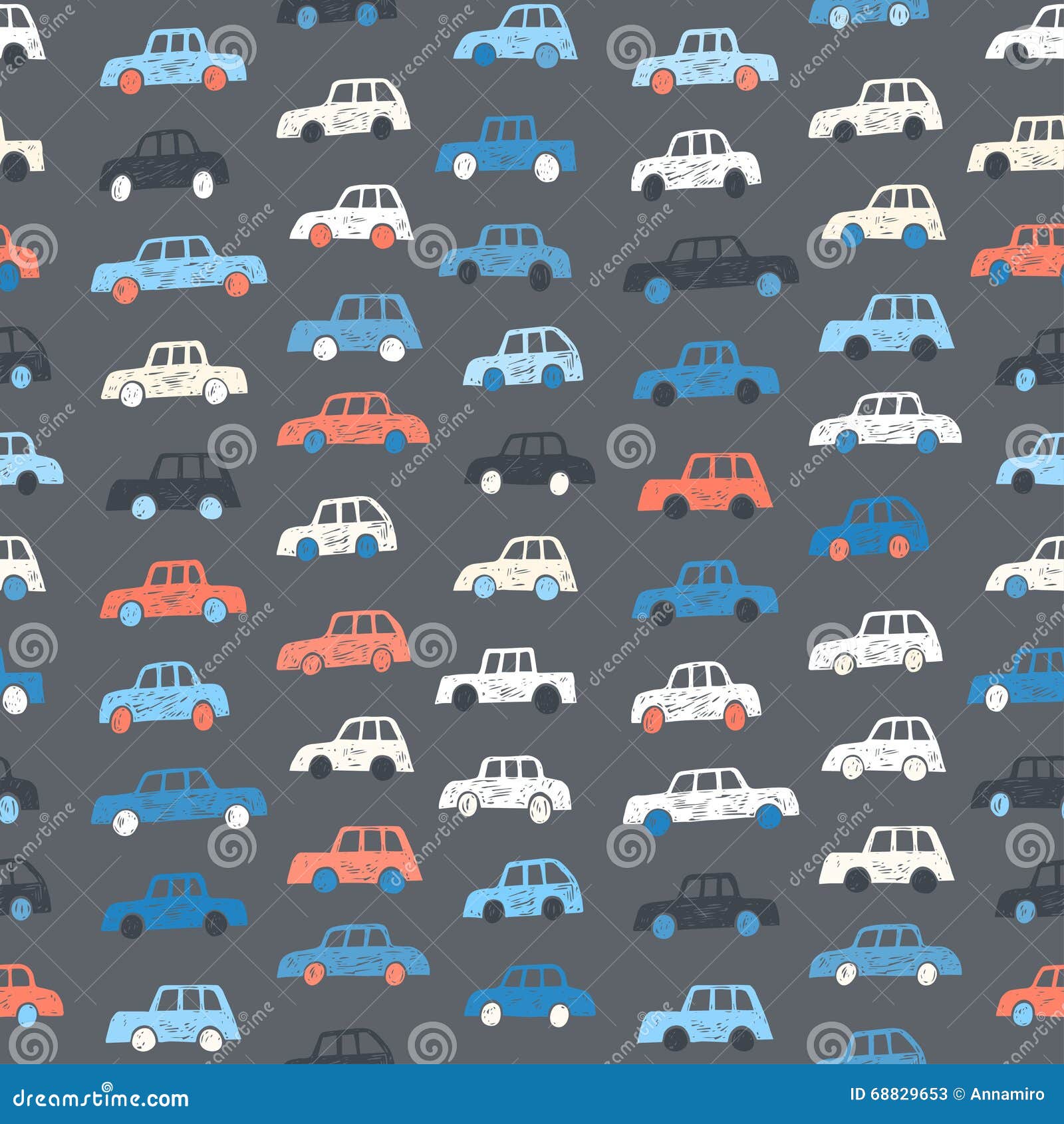 Seamless Car Pattern on White Background. Stock Vector - Illustration ...
