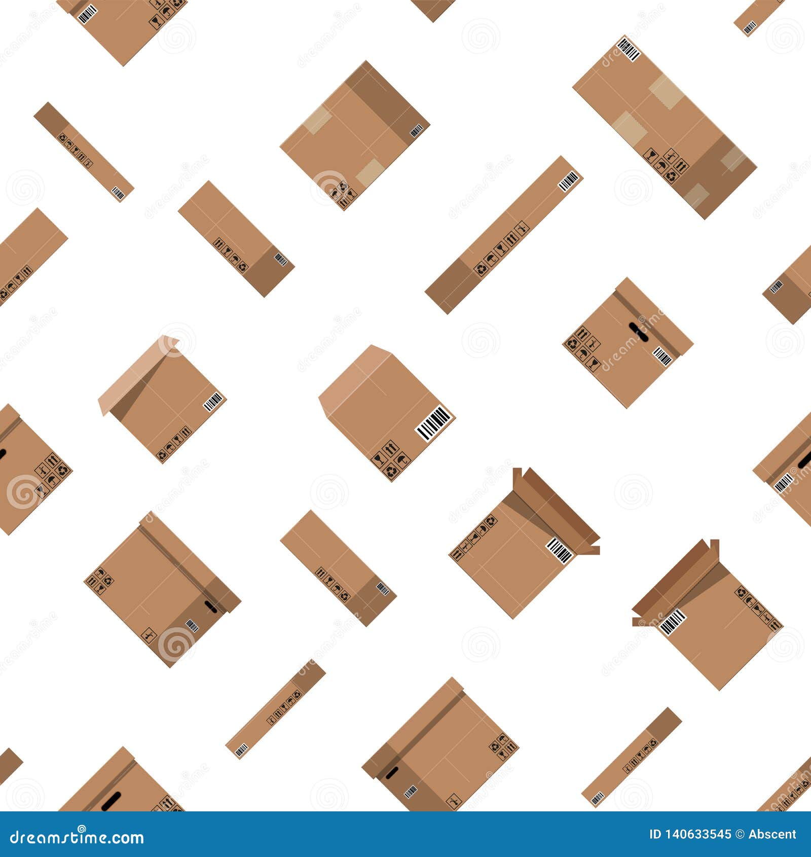 Seamless Cardboard Boxes Set Pattern. Stock Vector - Illustration of ...