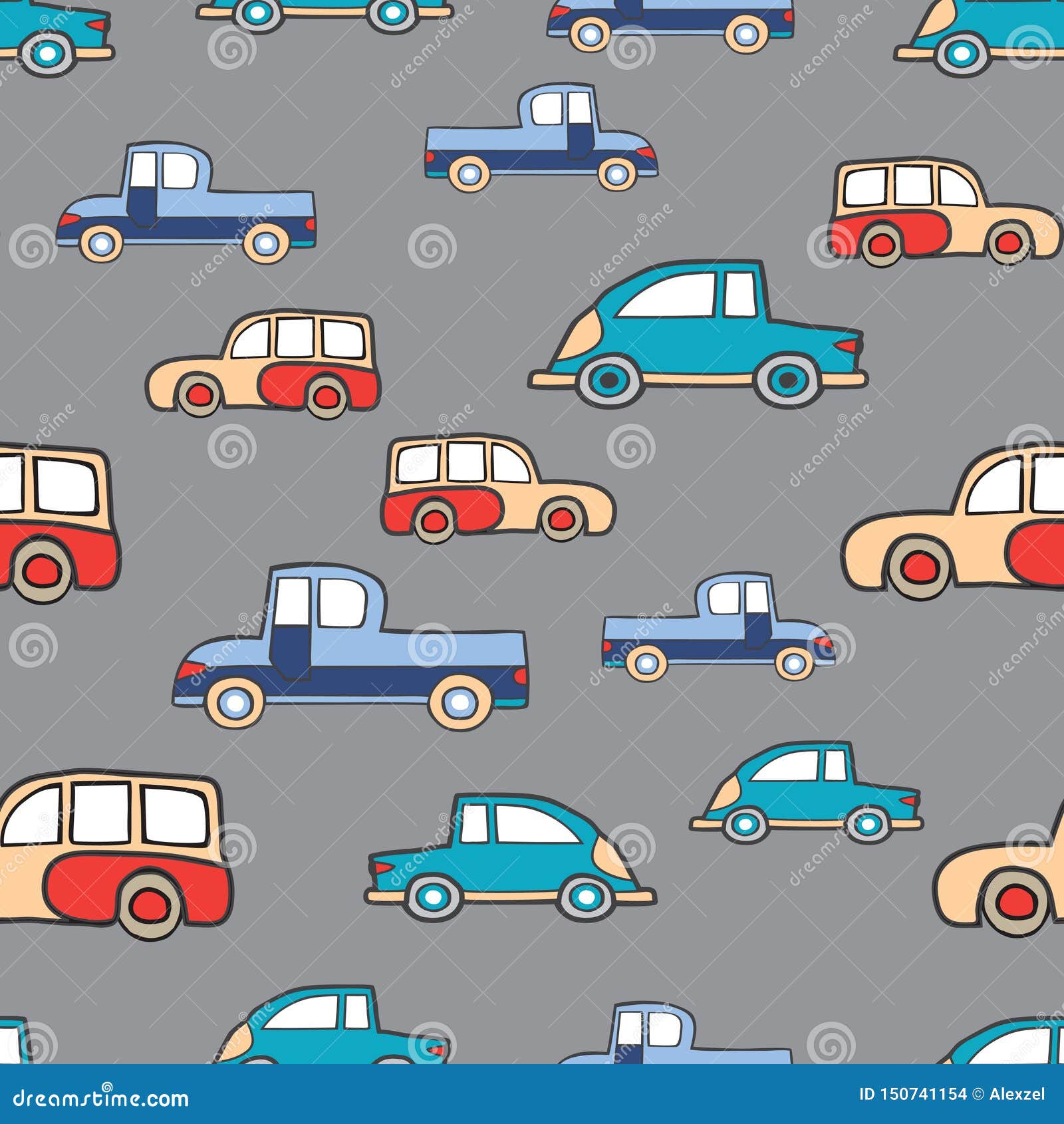 Seamless Cars pattern stock vector. Illustration of fabric - 150741154