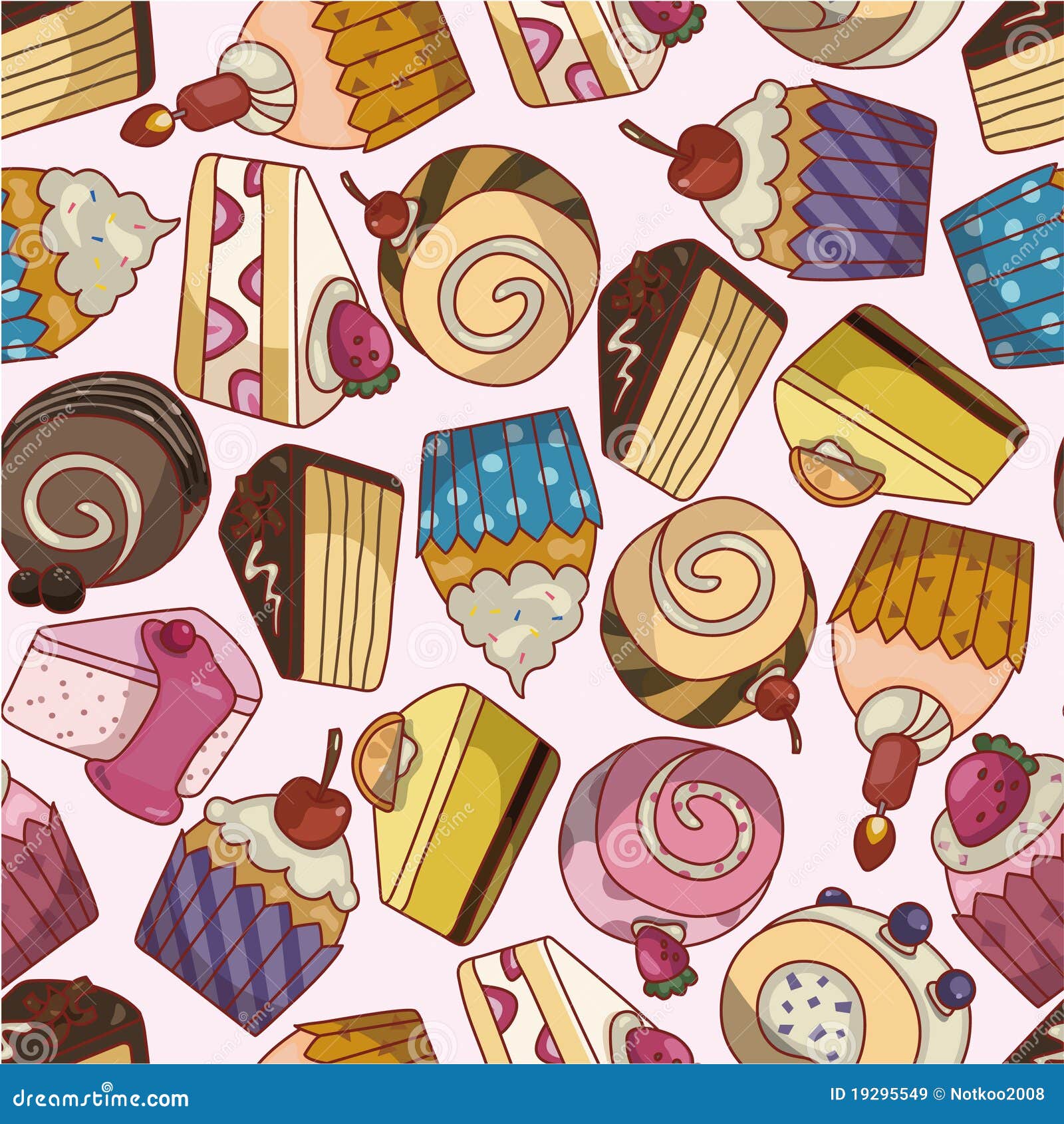 Seamless Cartoon Cake Pattern Stock Vector - Illustration of cute ...