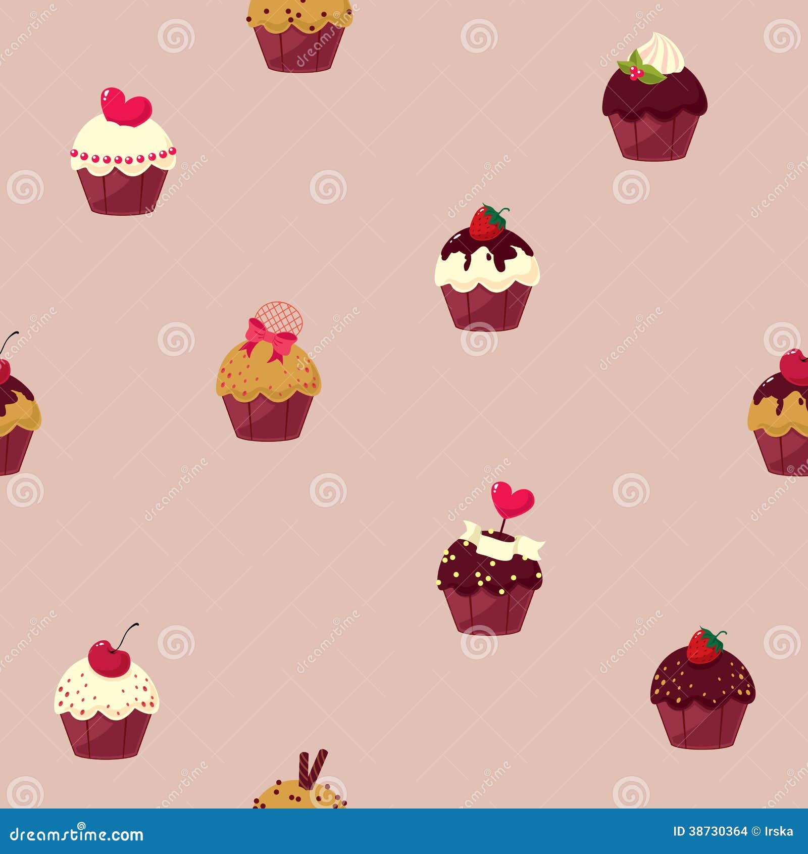 Seamless Cartoon Cake Pattern Stock Illustration - Illustration of ...