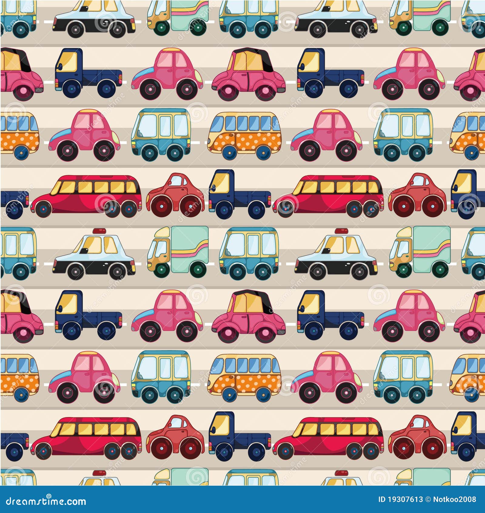 Seamless Cartoon Car Pattern Stock Vector - Illustration of decor ...