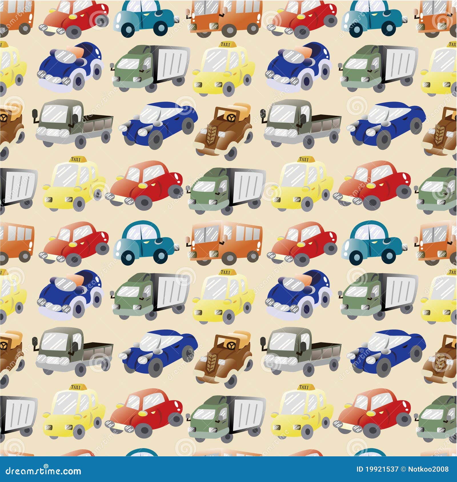 Seamless Cartoon Car Pattern Stock Vector - Illustration of street ...