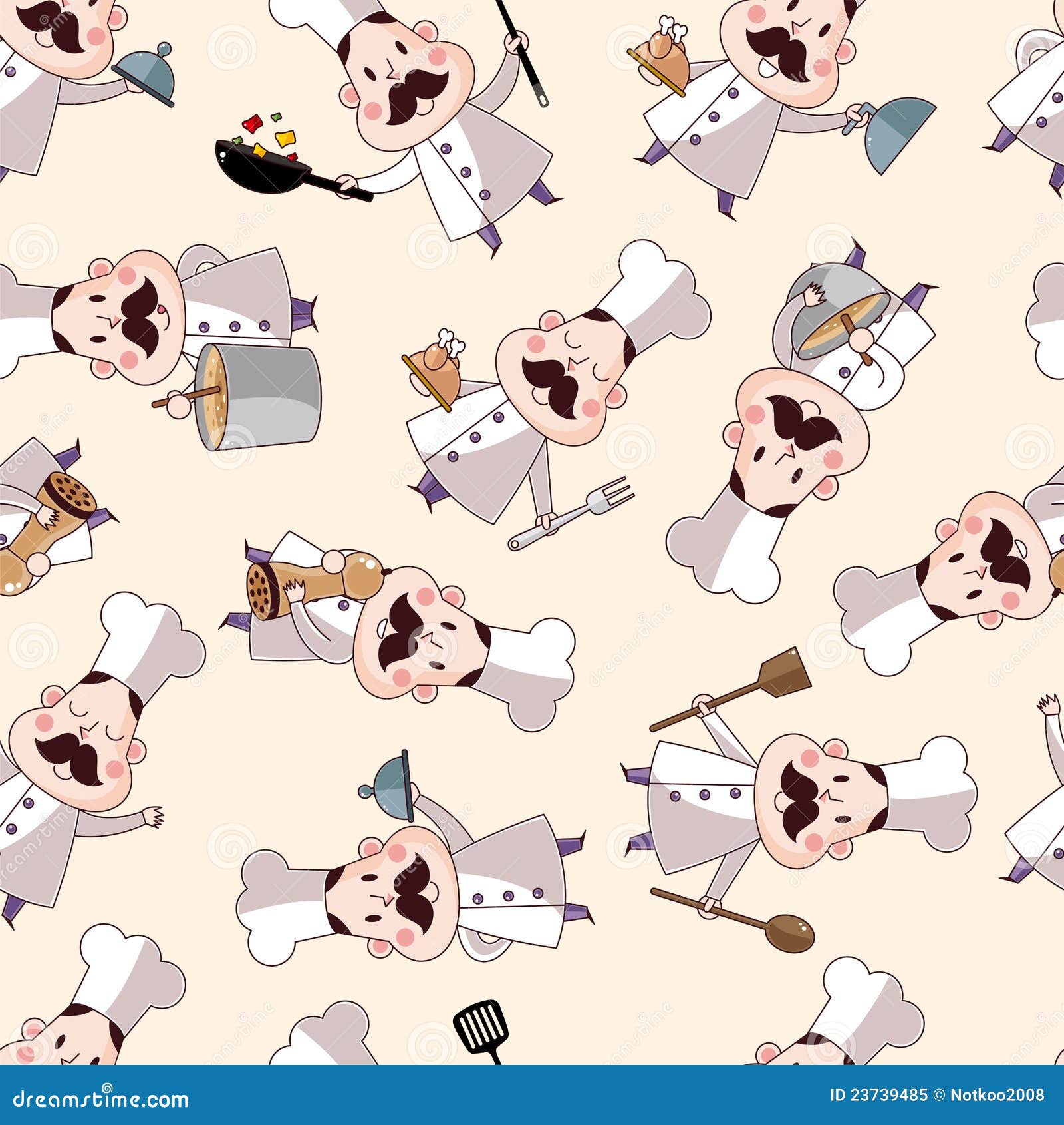 Seamless Cartoon Chef Pattern Stock Vector - Illustration of decoration ...
