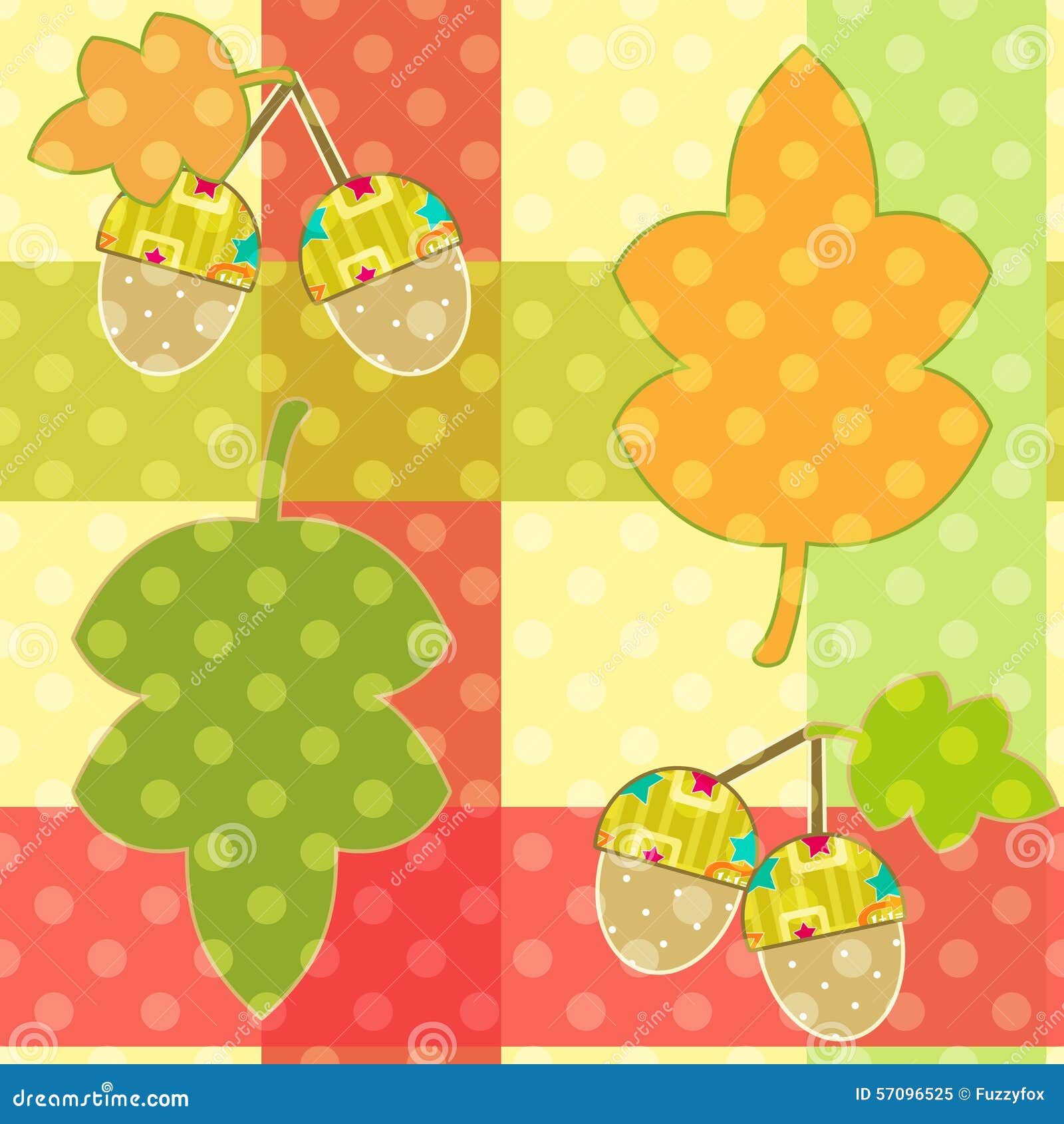 Seamless Cartoon Childish Pattern in a Patchwork Style with Leav Stock ...