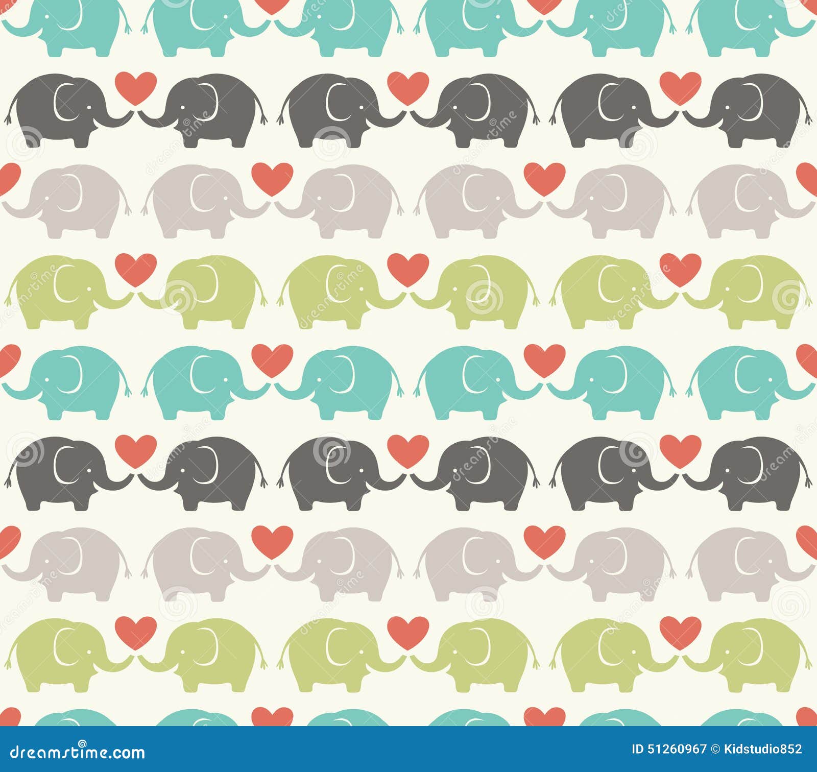 Seamless Cartoon Elephant Pattern Stock Vector - Illustration of love ...