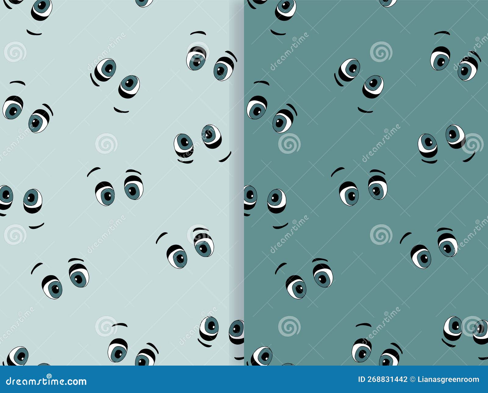 Seamless Cartoon Eyes Pattern Set Stock Vector - Illustration of line ...