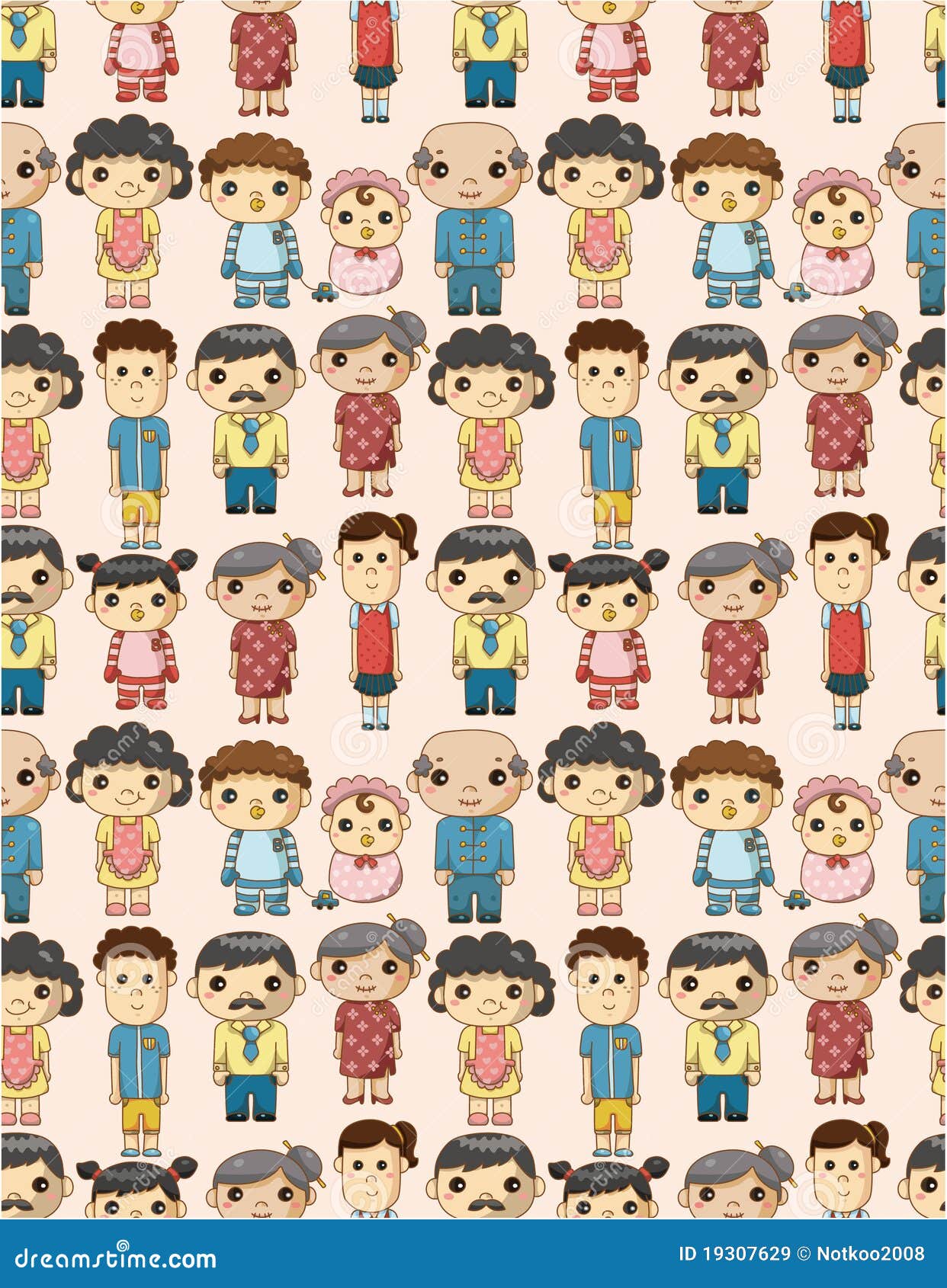Seamless Cartoon Family Pattern Stock Vector - Illustration of comic ...