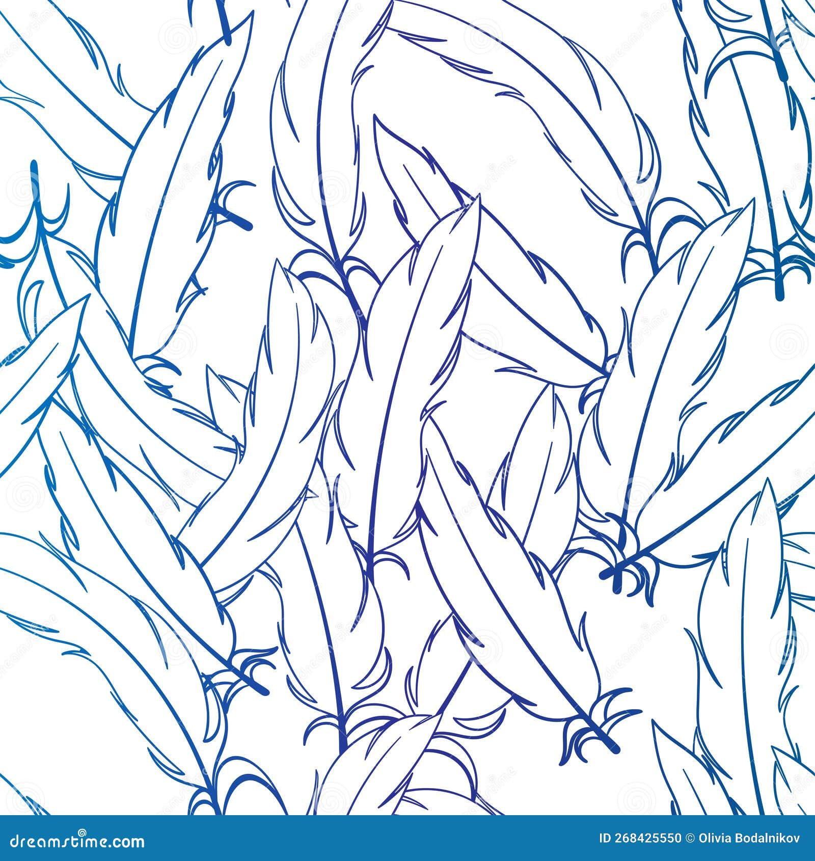 Seamless Cartoon Feather Pattern in Vector. Stock Vector - Illustration ...