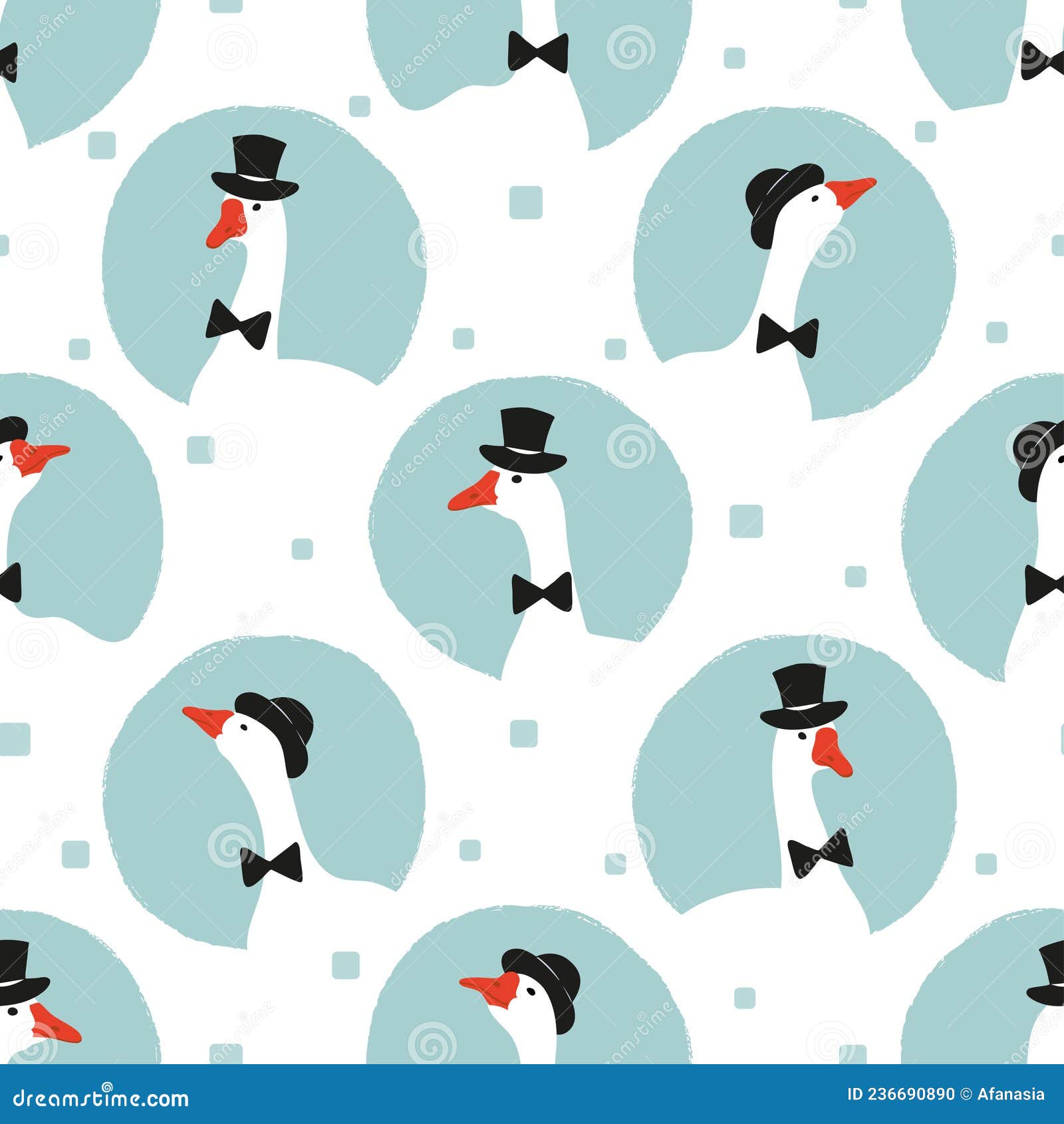 Vector Goose With Baby Gosling On Lawn Under The Sun. Cute Cartoon ...