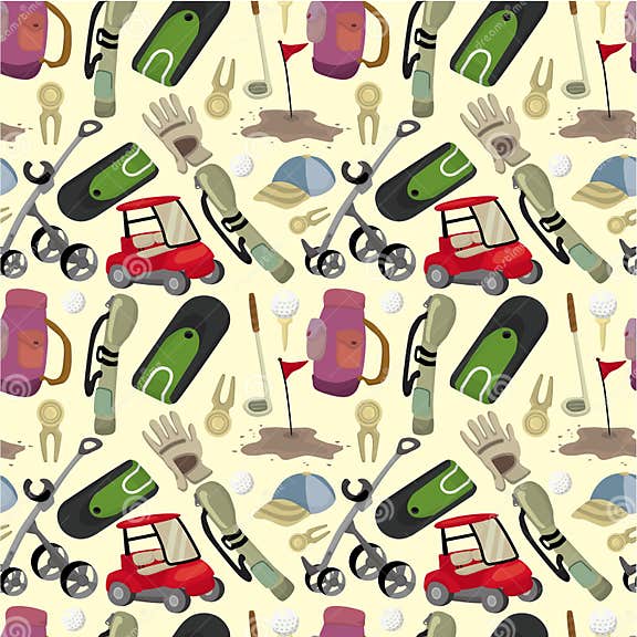 Seamless Cartoon Golf Game Pattern Stock Vector - Illustration of cart ...