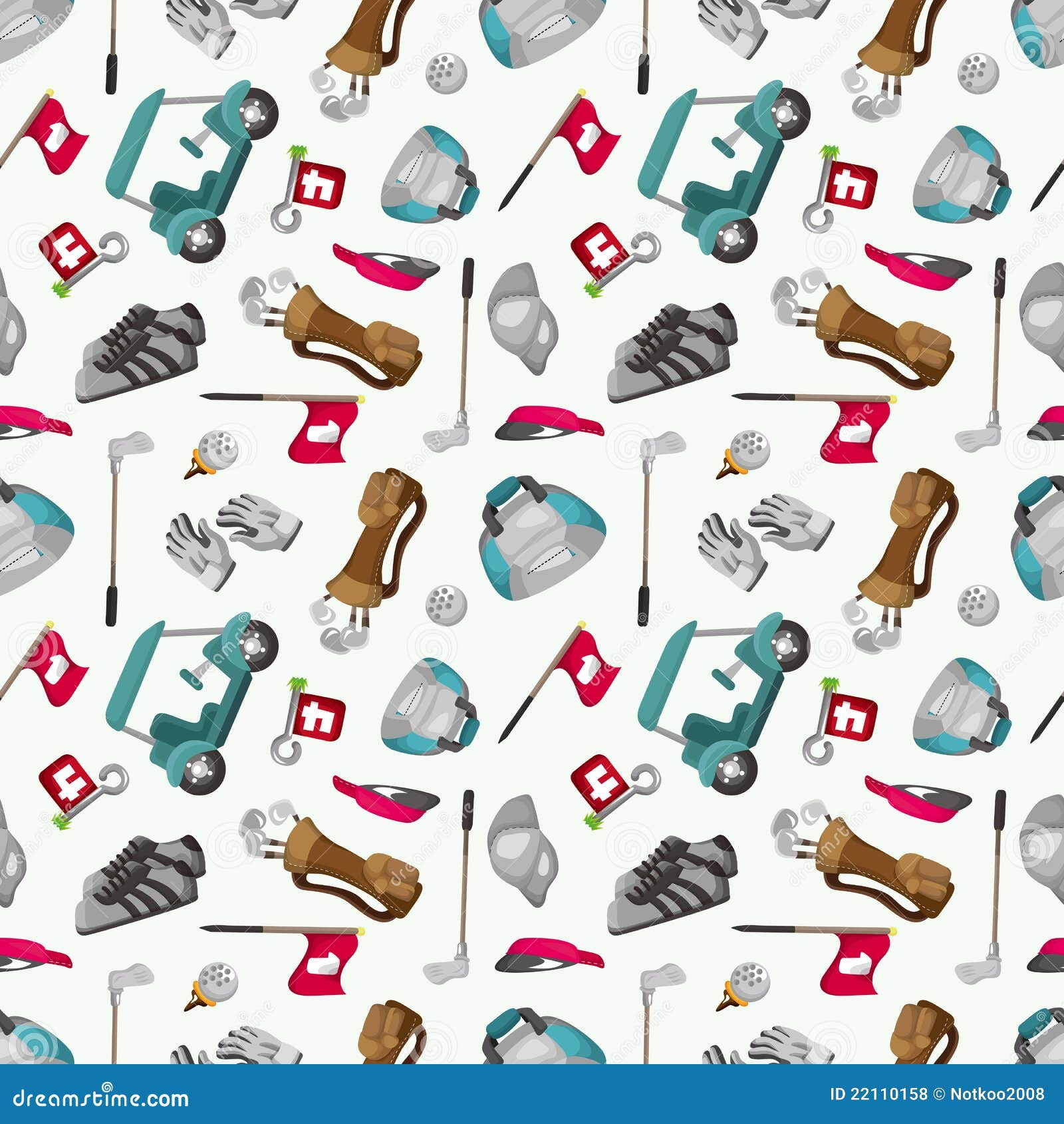 Seamless Cartoon Golf Game Pattern Stock Vector - Illustration of green ...