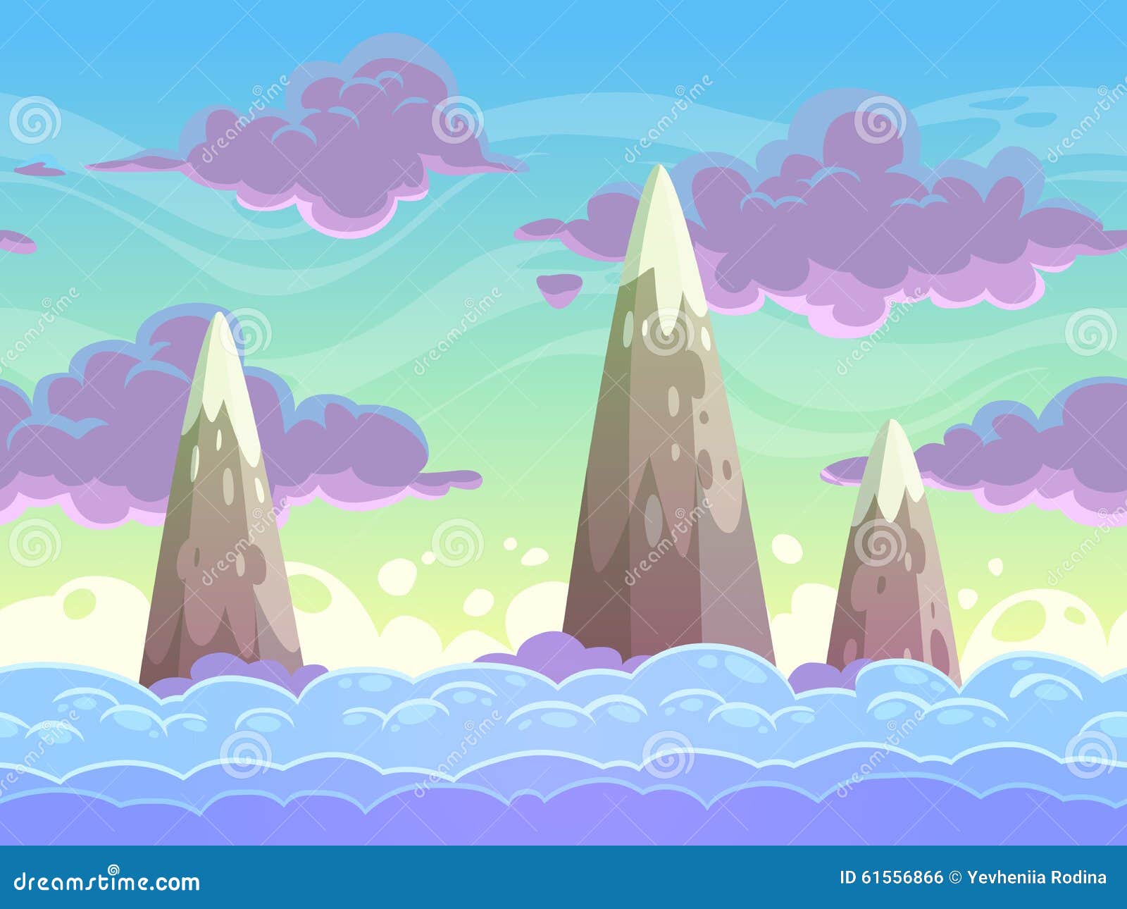 Seamless Cartoon Horizontal Cloudscape Stock Illustration ...