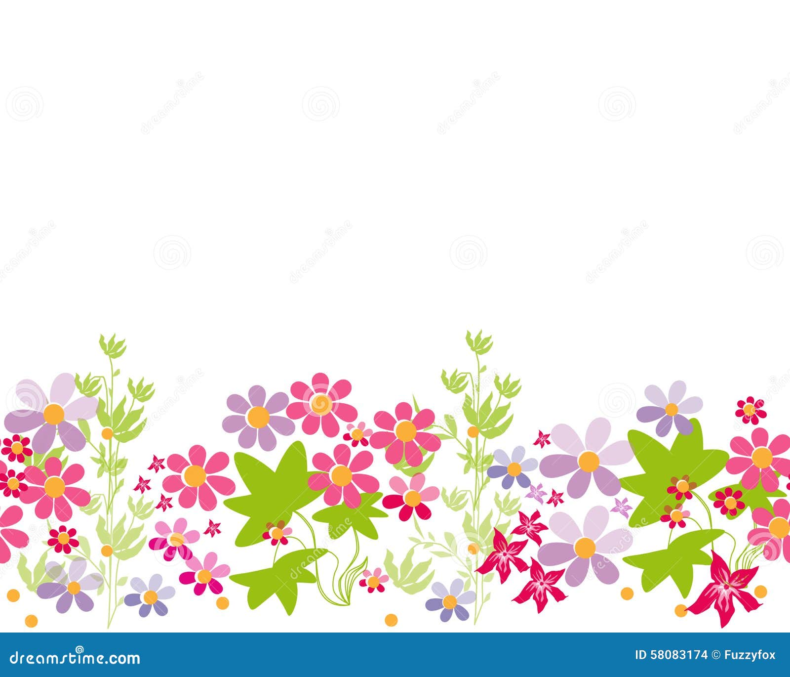 Seamless Cartoon Horizontal Flowers Pattern Background Stock ...