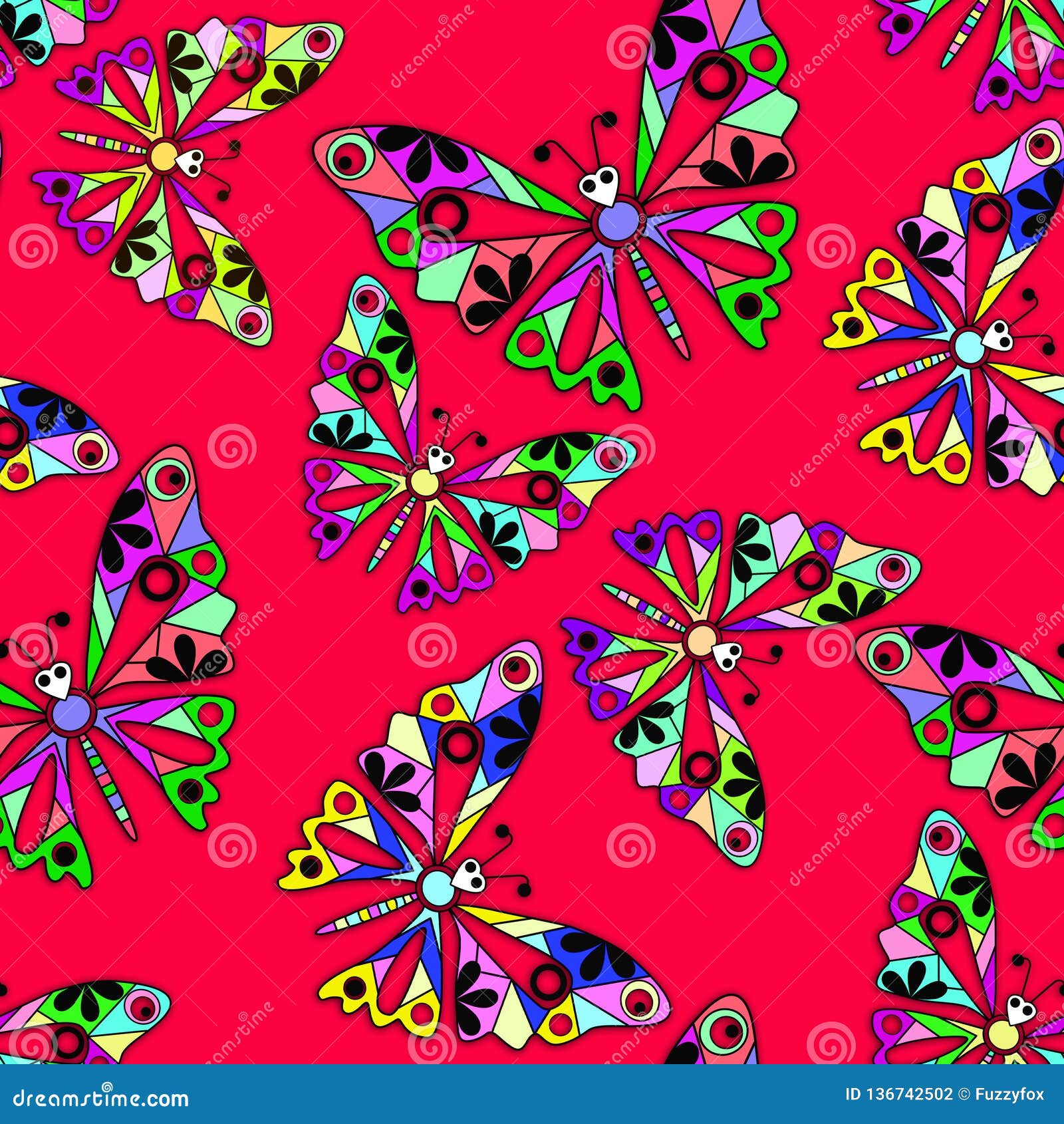 Seamless Cartoon Kids Buttefly Pattern Stock Illustration ...