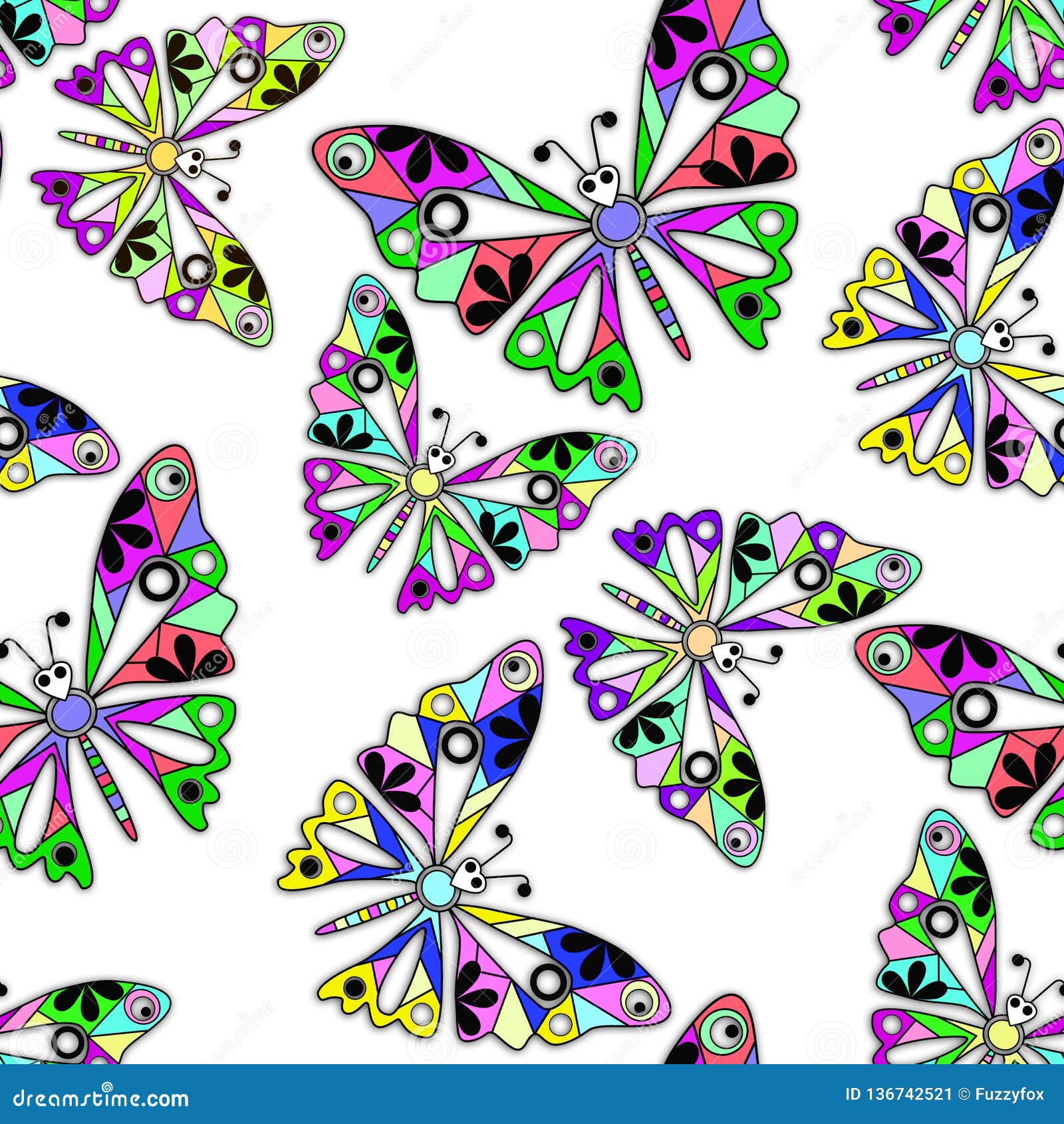 Seamless Cartoon Kids Buttefly Pattern Stock Illustration ...