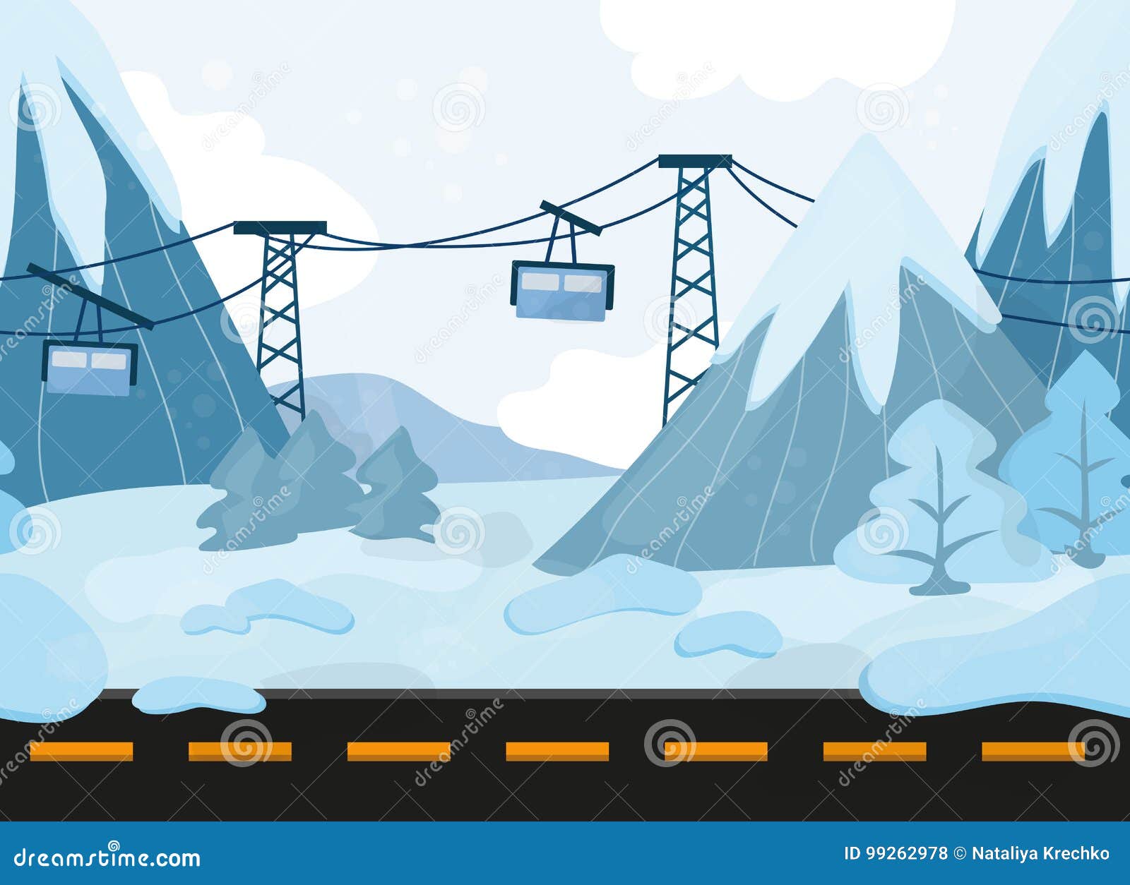 Funicular In The Mountains Vector Illustration | CartoonDealer.com ...