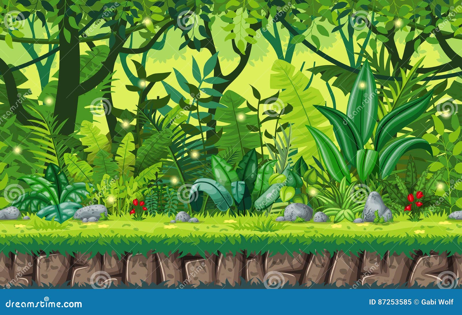 Seamless Cartoon Nature Background. Stock Vector - Illustration of ...