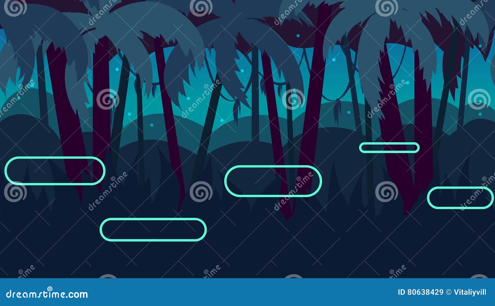 Seamless Cartoon Nature Landscape with Different Platforms and ...