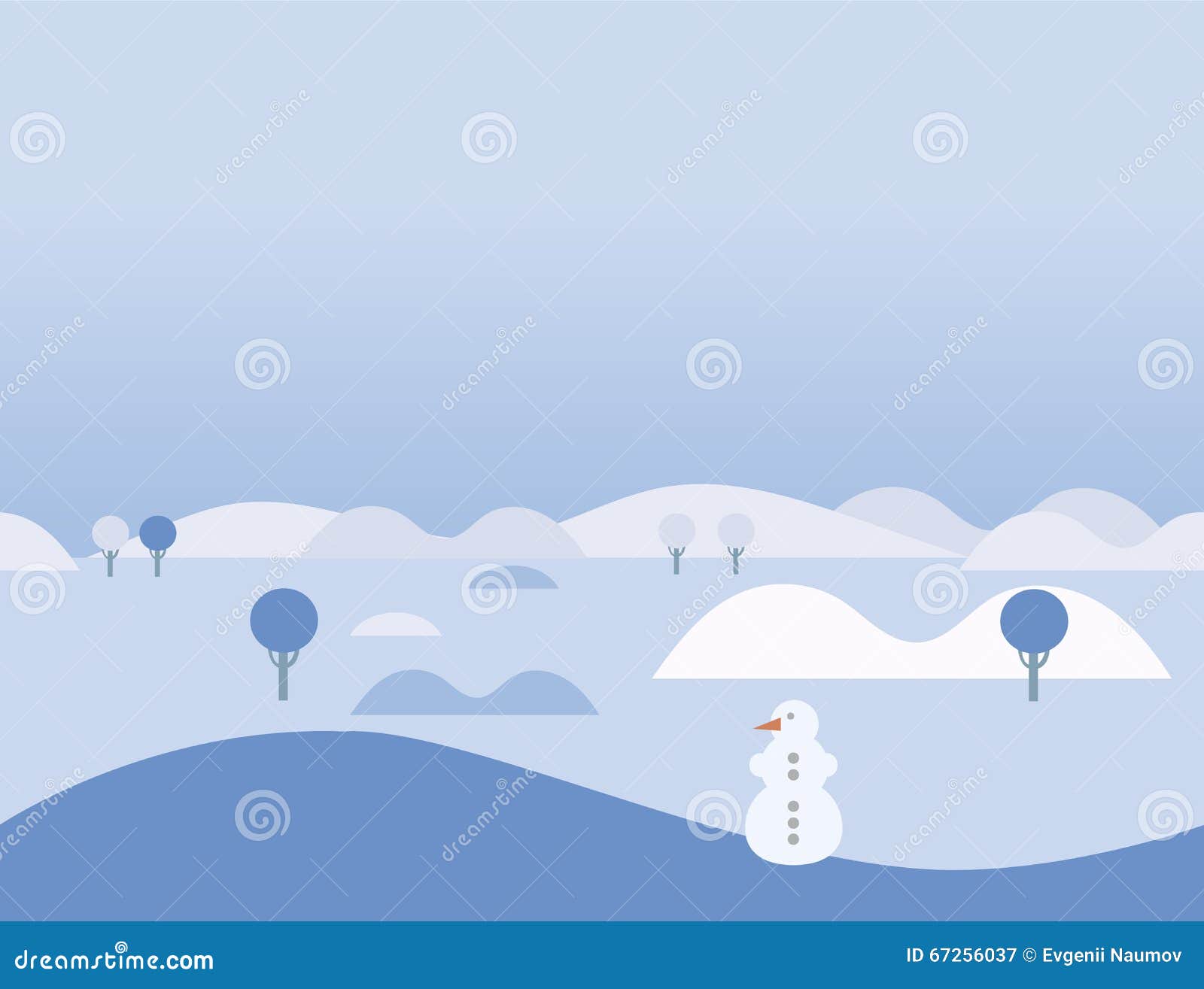 Seamless Cartoon Nature Winter Landscape, Vector Illustration Stock ...