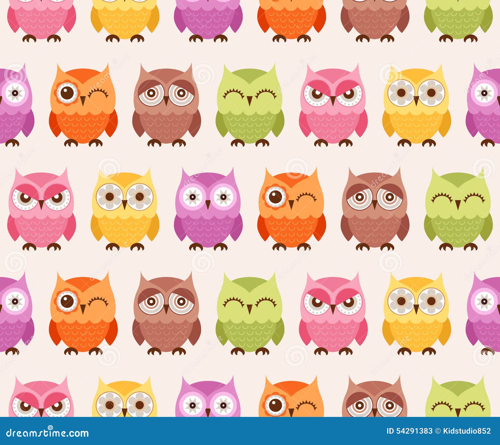 Seamless Cartoon Owls Pattern | CartoonDealer.com #54291383