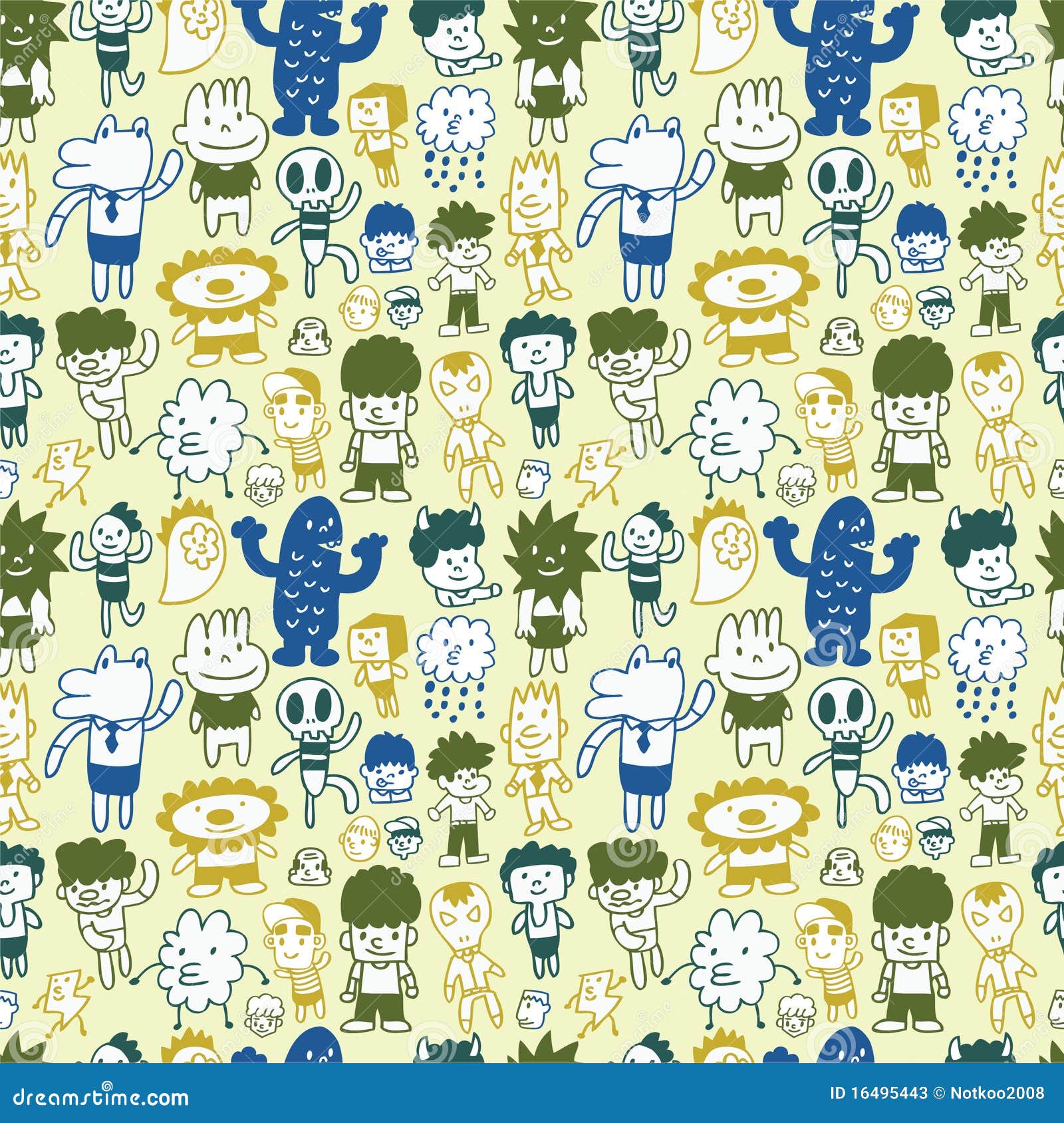 Seamless cartoon pattern stock vector. Illustration of girl - 16495443