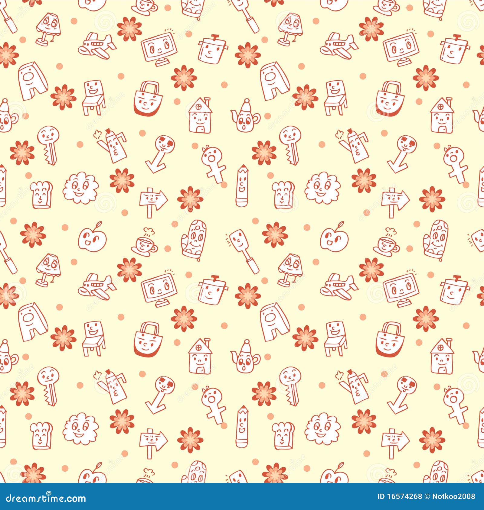 Seamless cartoon pattern stock vector. Illustration of doodle - 16574268