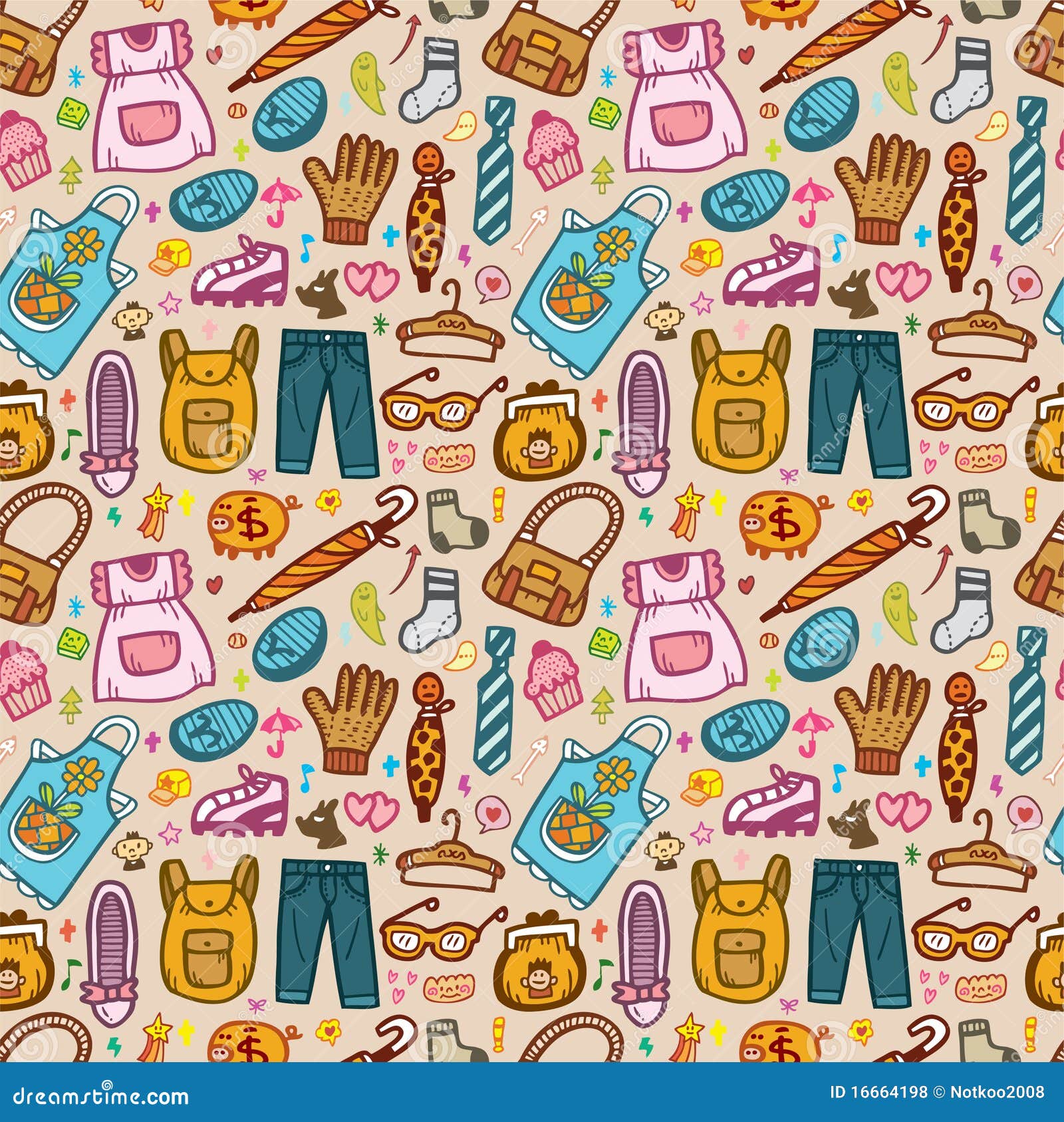 Seamless cartoon pattern stock vector. Illustration of draw - 16664198