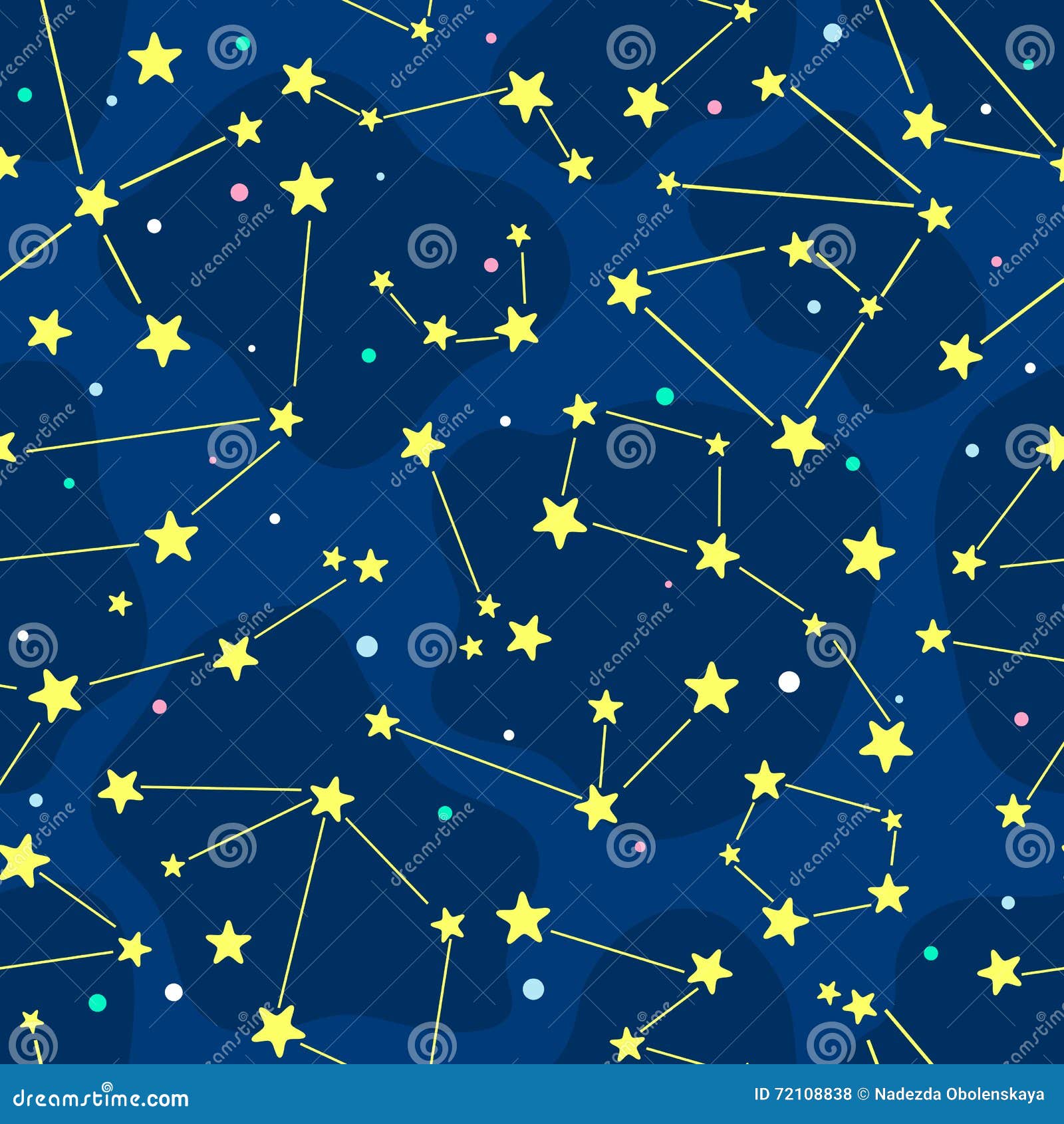 Seamless Cartoon Pattern with Constellation Stock Vector - Illustration ...
